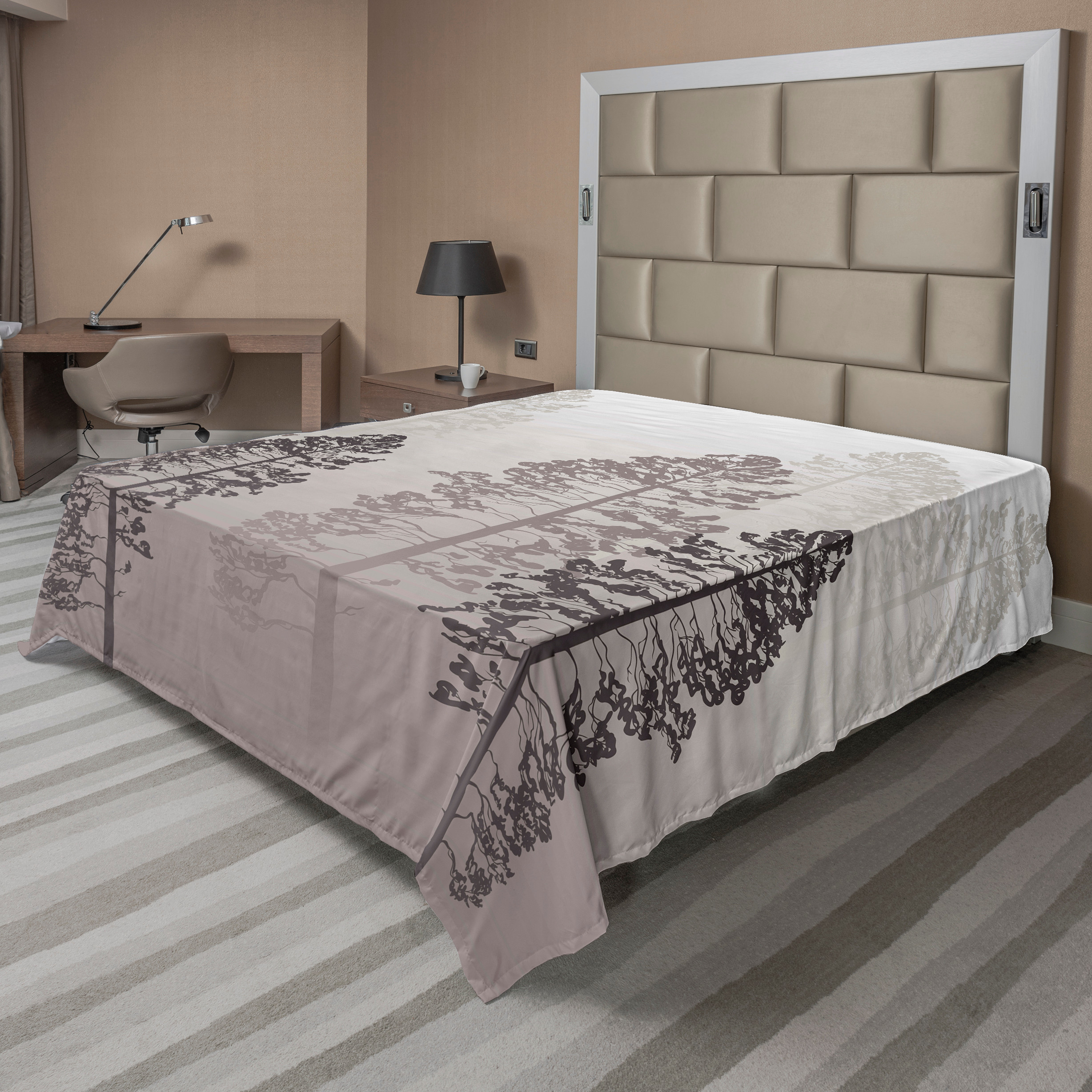 Ambesonne Country Flat Sheet, Wild Pine Forest Themed, Full Size, Pale ...