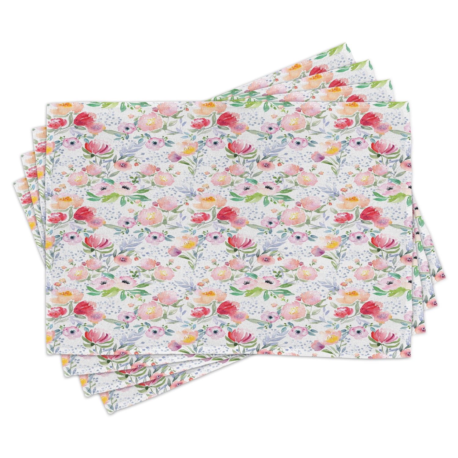 Ambesonne Country Place Mats Set of 4, Colored Spring Flowers, Standard ...