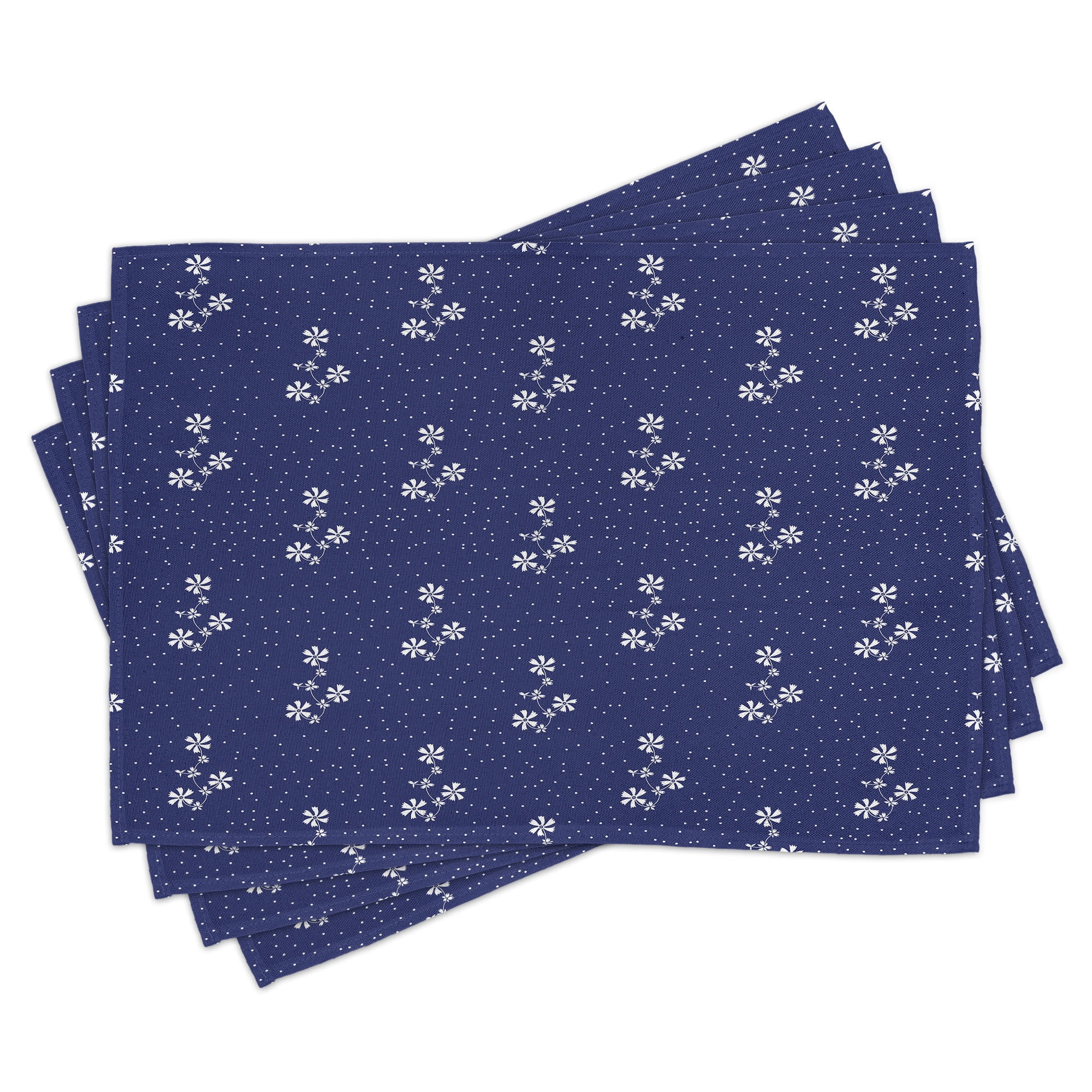 Ambesonne Country Place Mats Set of 4, Floral Pattern and Dot, Standard ...