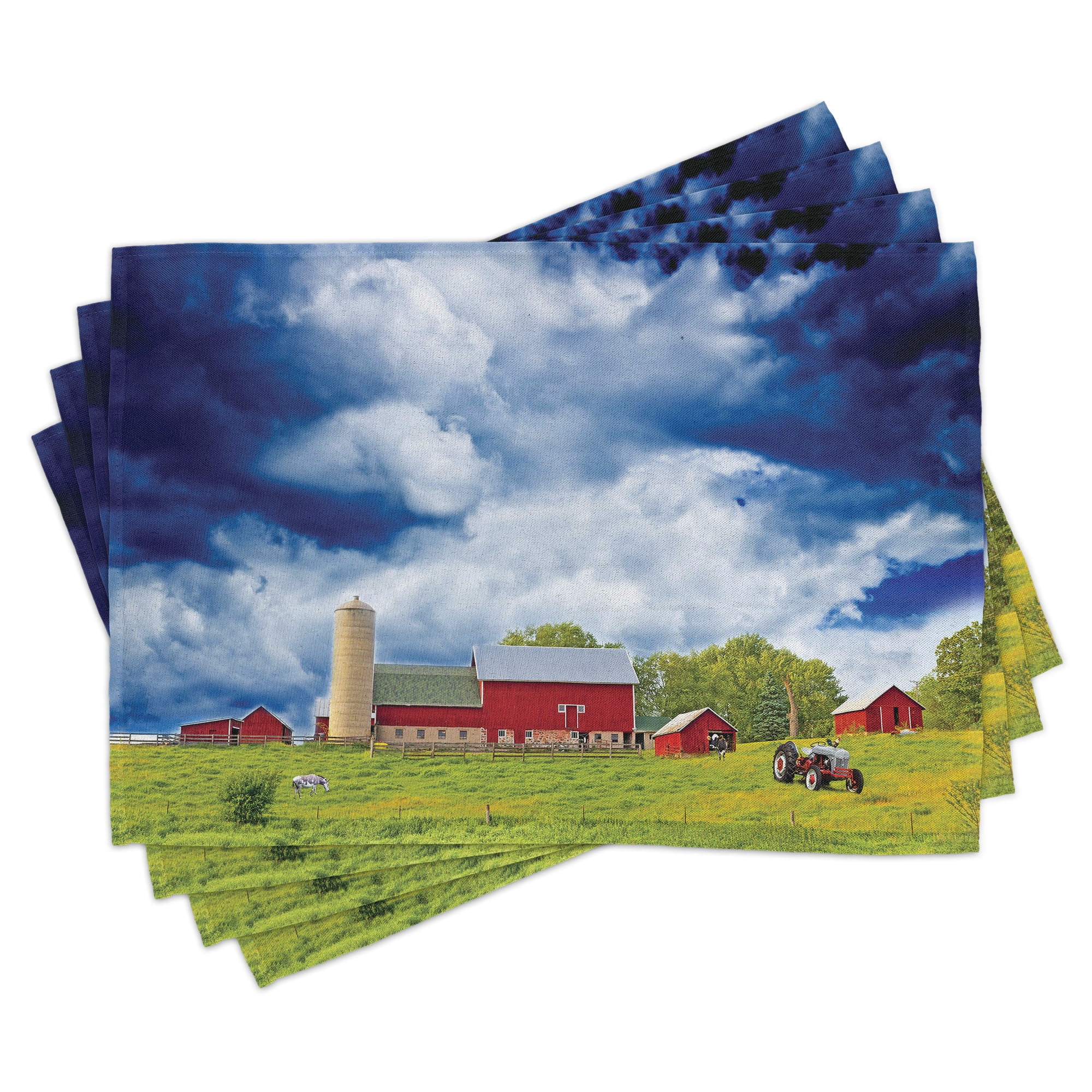 Ambesonne Country Place Mats Set of 4, Warehouse Barn Scenery, Standard ...
