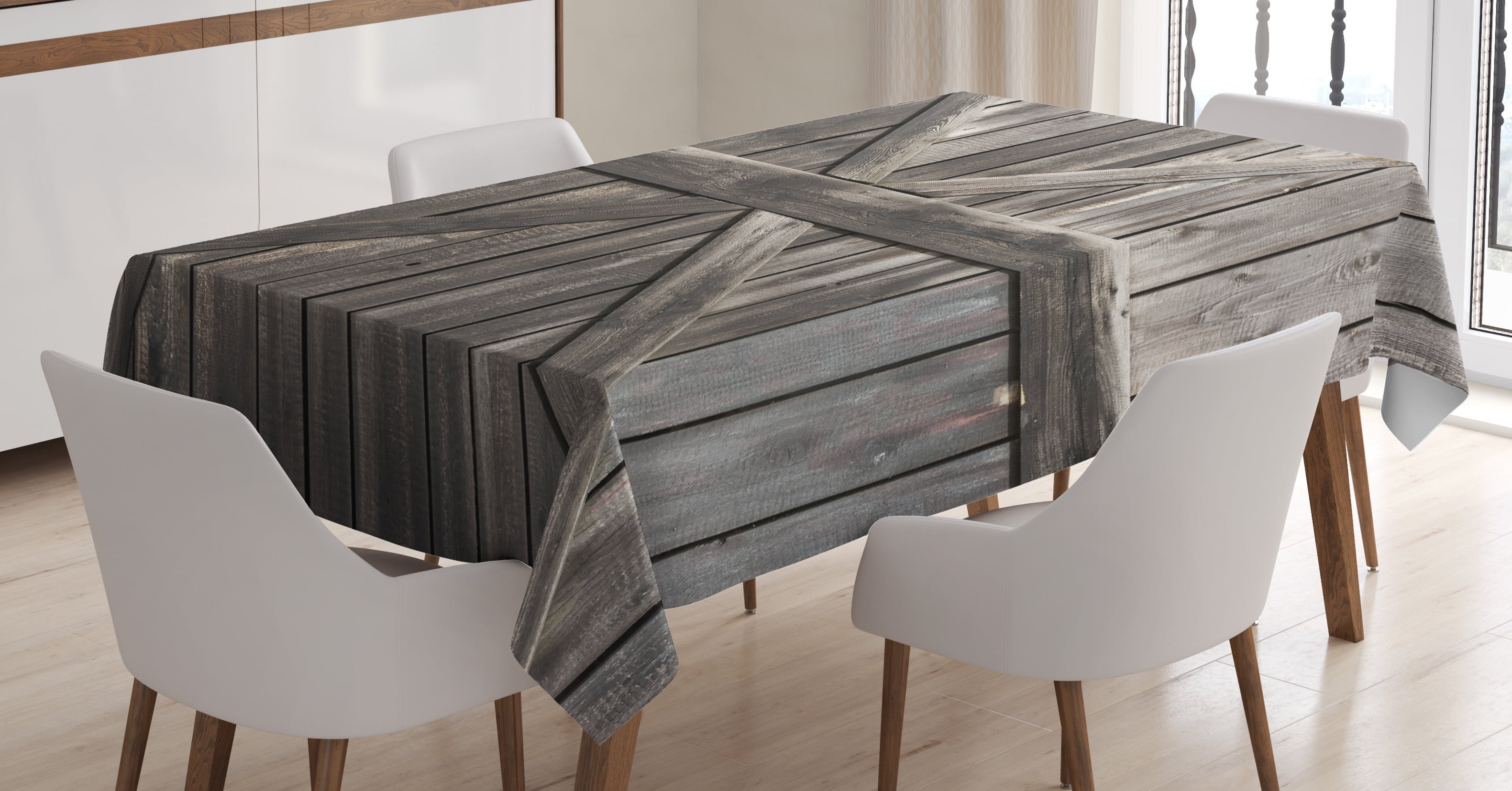 Ambesonne Country Tablecloth Rectangular Table Cover, Old Door Rustic ...