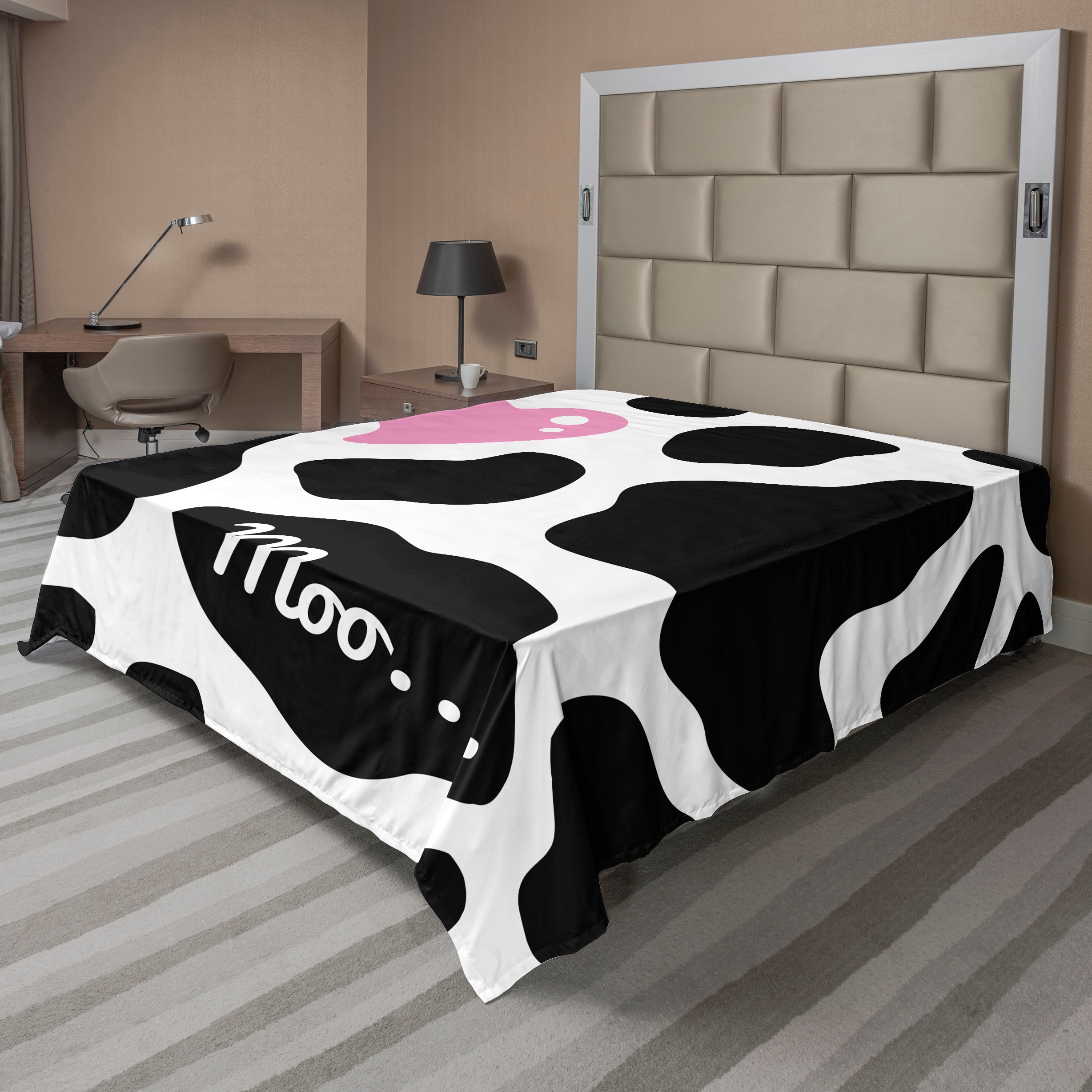 Ambesonne Cow Print Flat Sheet, Camouflage Pattern, Queen Size, Pink ...