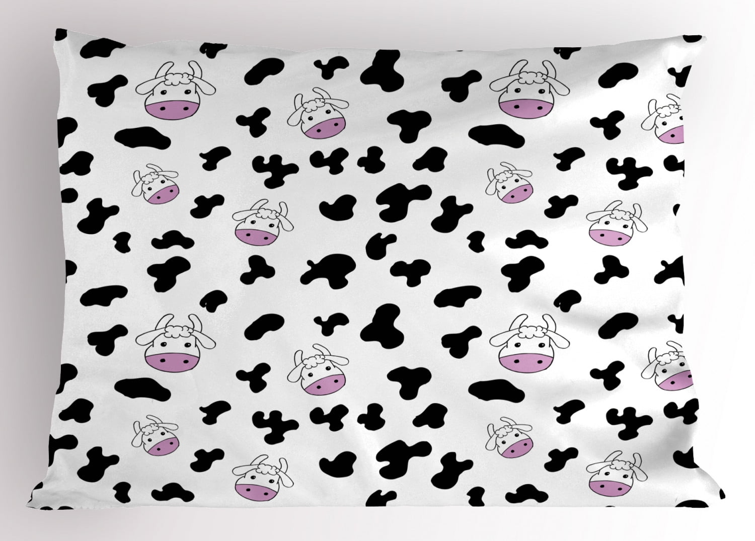 Ambesonne Cow Print Pillow Sham, Animal Hide Design, 36" X 20", Black ...