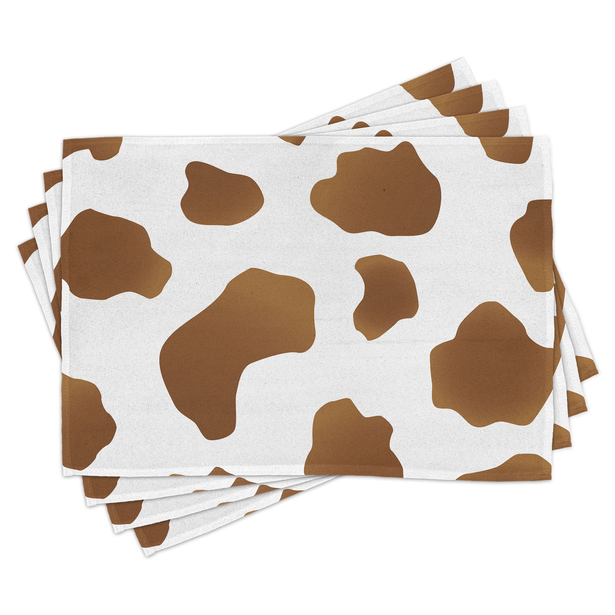 Ambesonne Cow Print Place Mats Set of 4, Brown Spots on Cow, Standard ...
