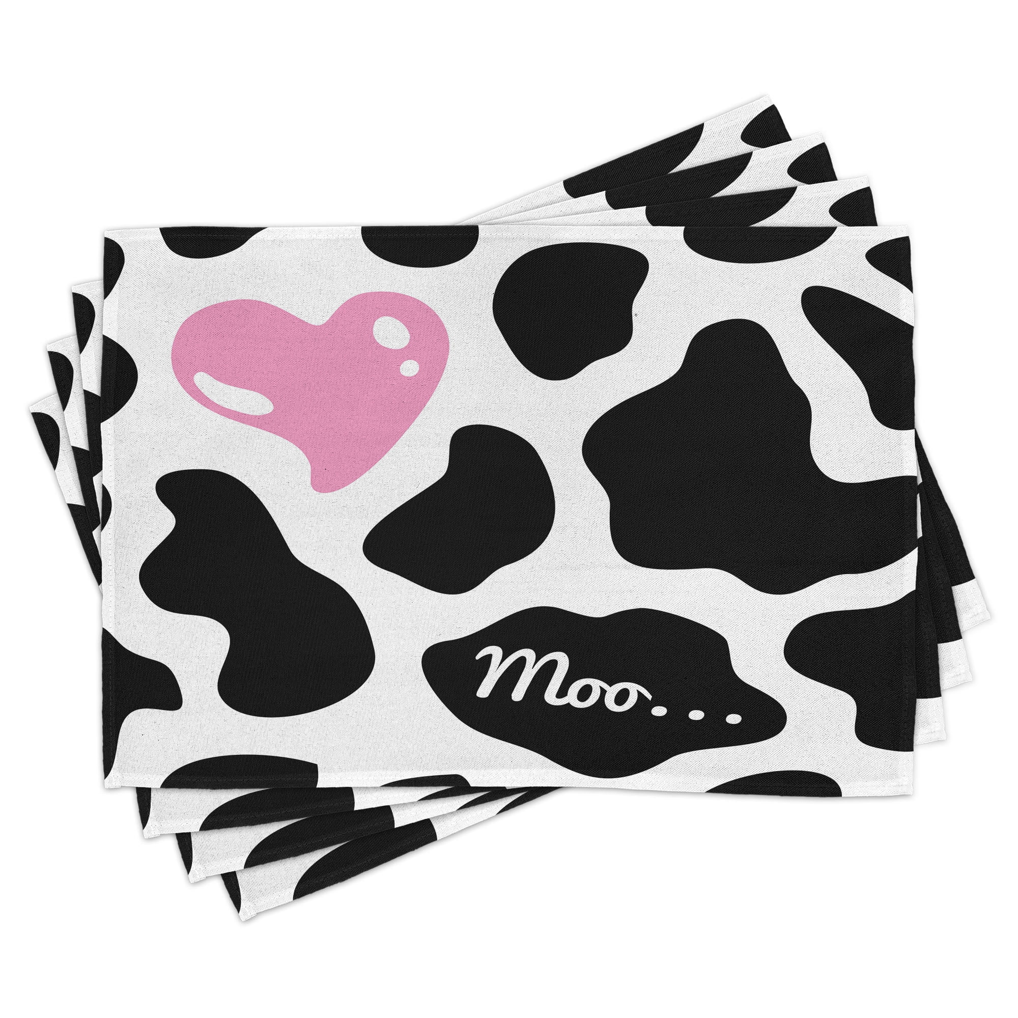 Ambesonne Cow Print Place Mats Set of 4, Camouflage Pattern, Standard ...