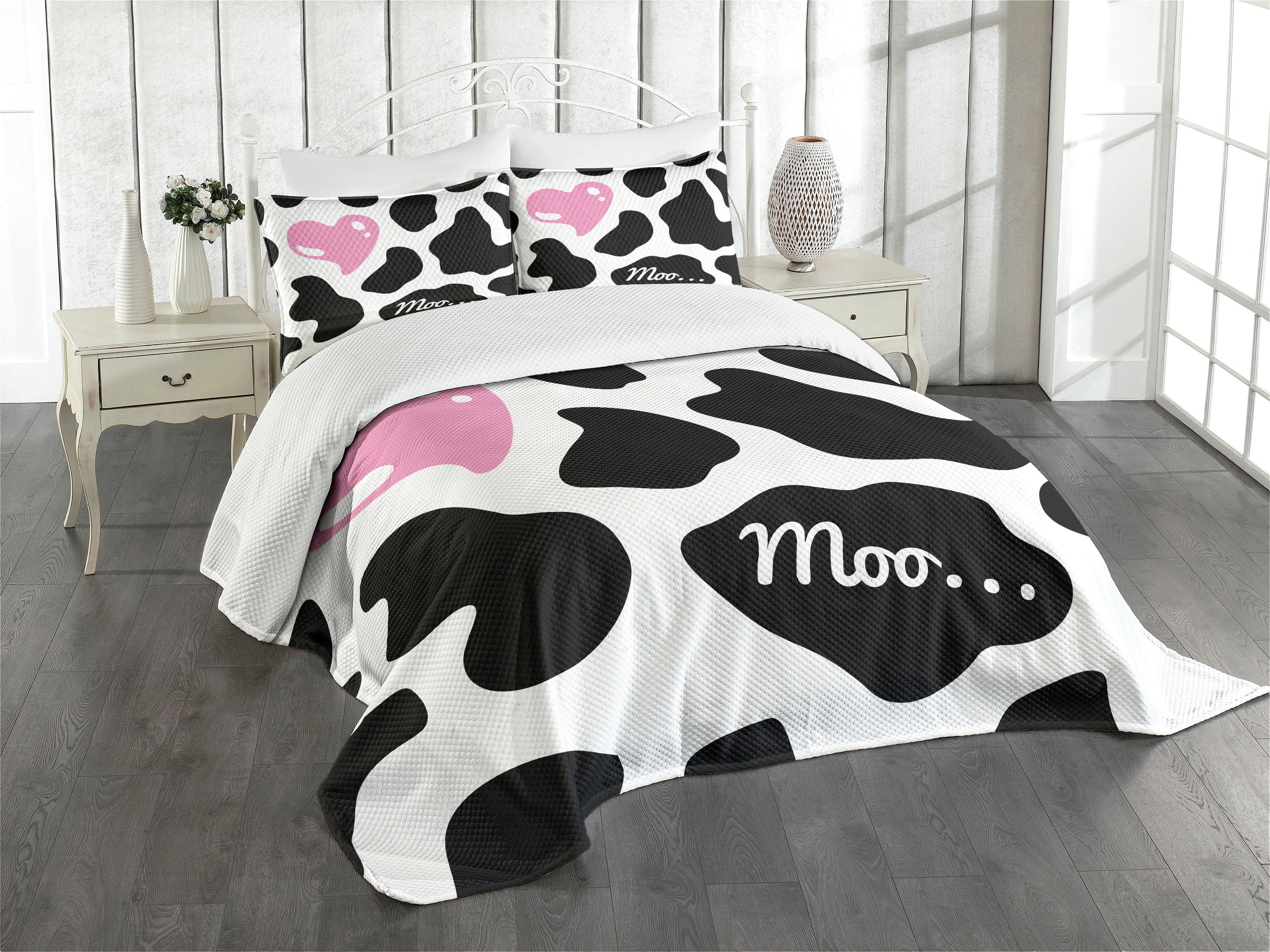Ambesonne Cow Print Quilted Bedspread Set 3 Pcs, Camouflage Pattern ...