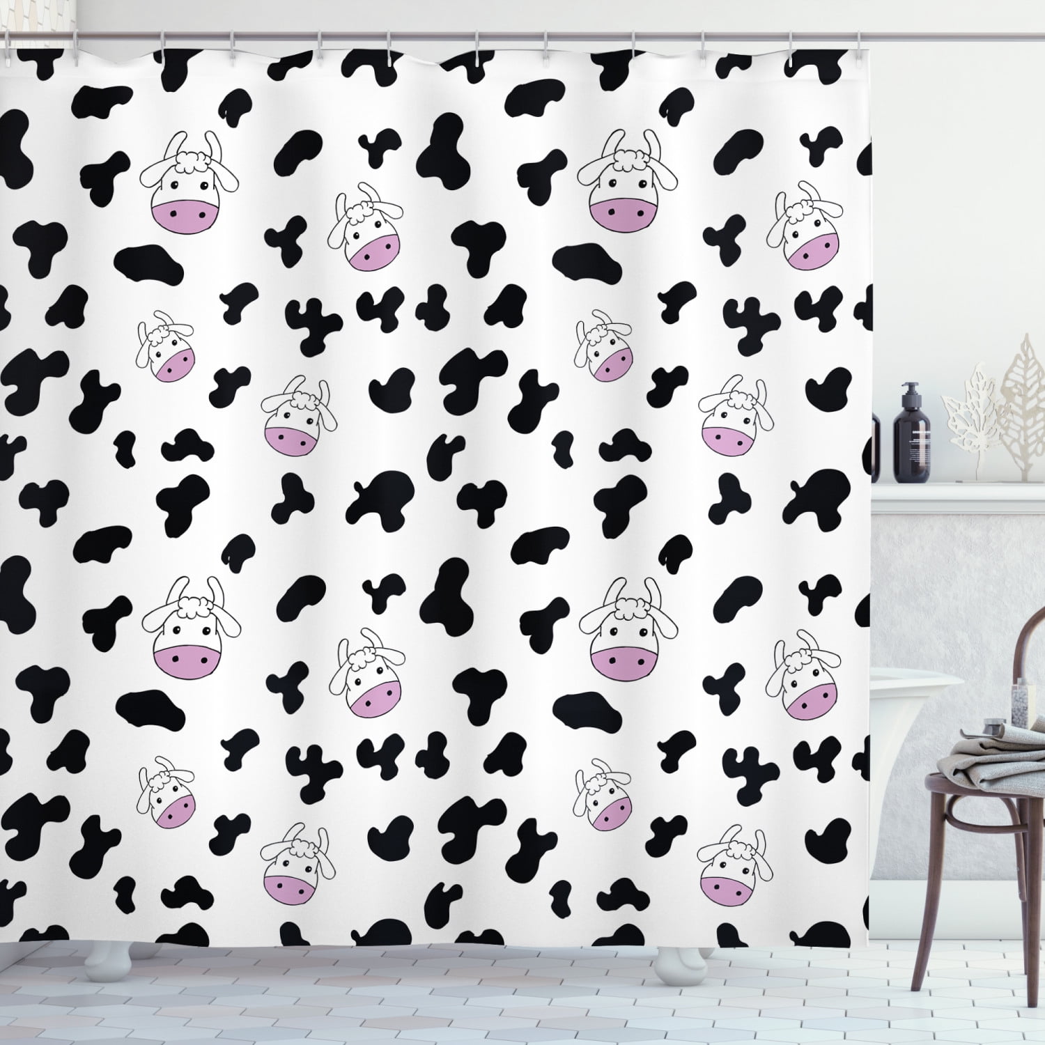 Ambesonne Cow Print Shower Curtain, Animal Hide Design, 69"Wx70"L ...