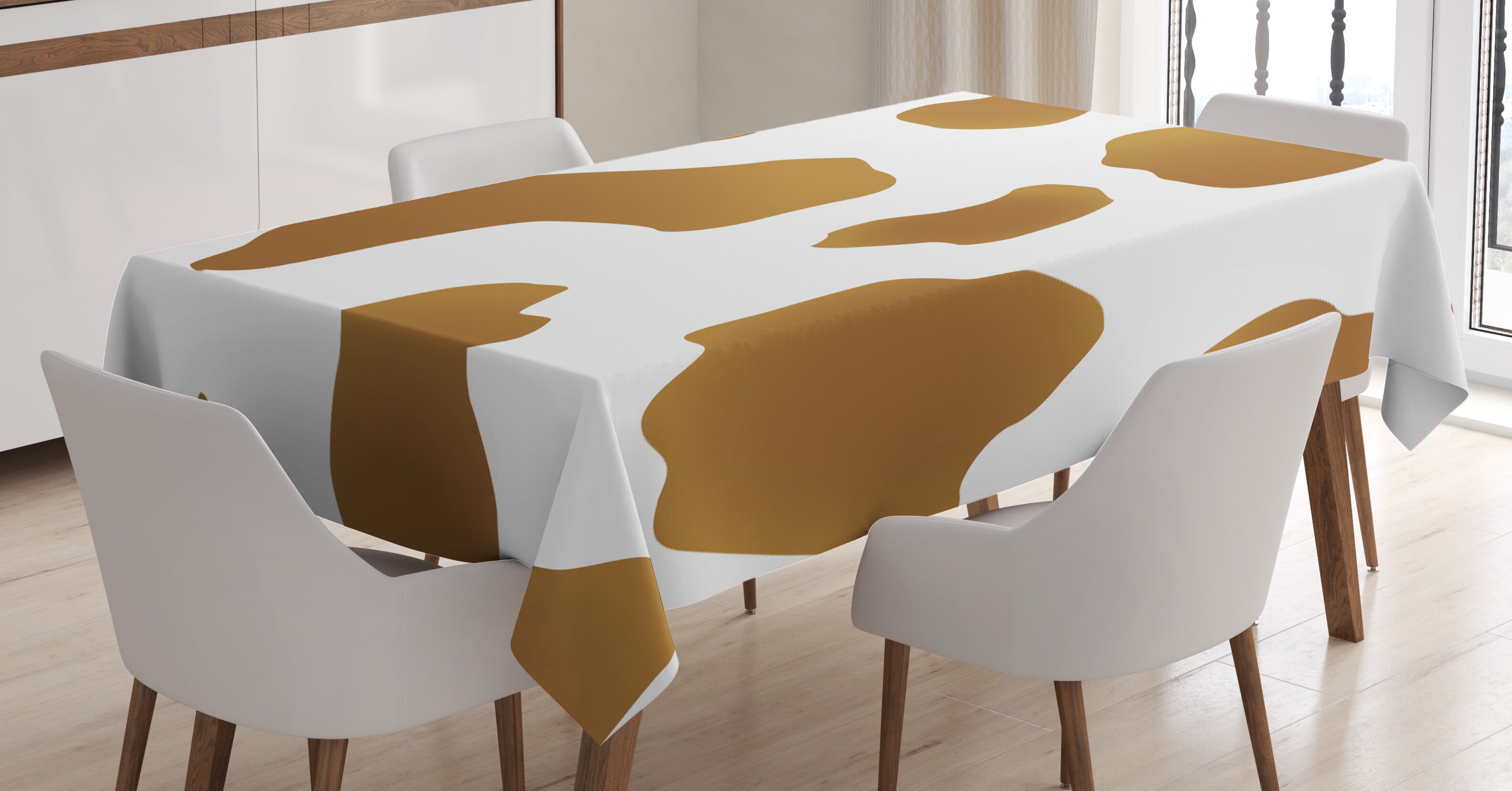 Ambesonne Cow Print Tablecloth Rectangular Table Cover, Brown Spots on ...