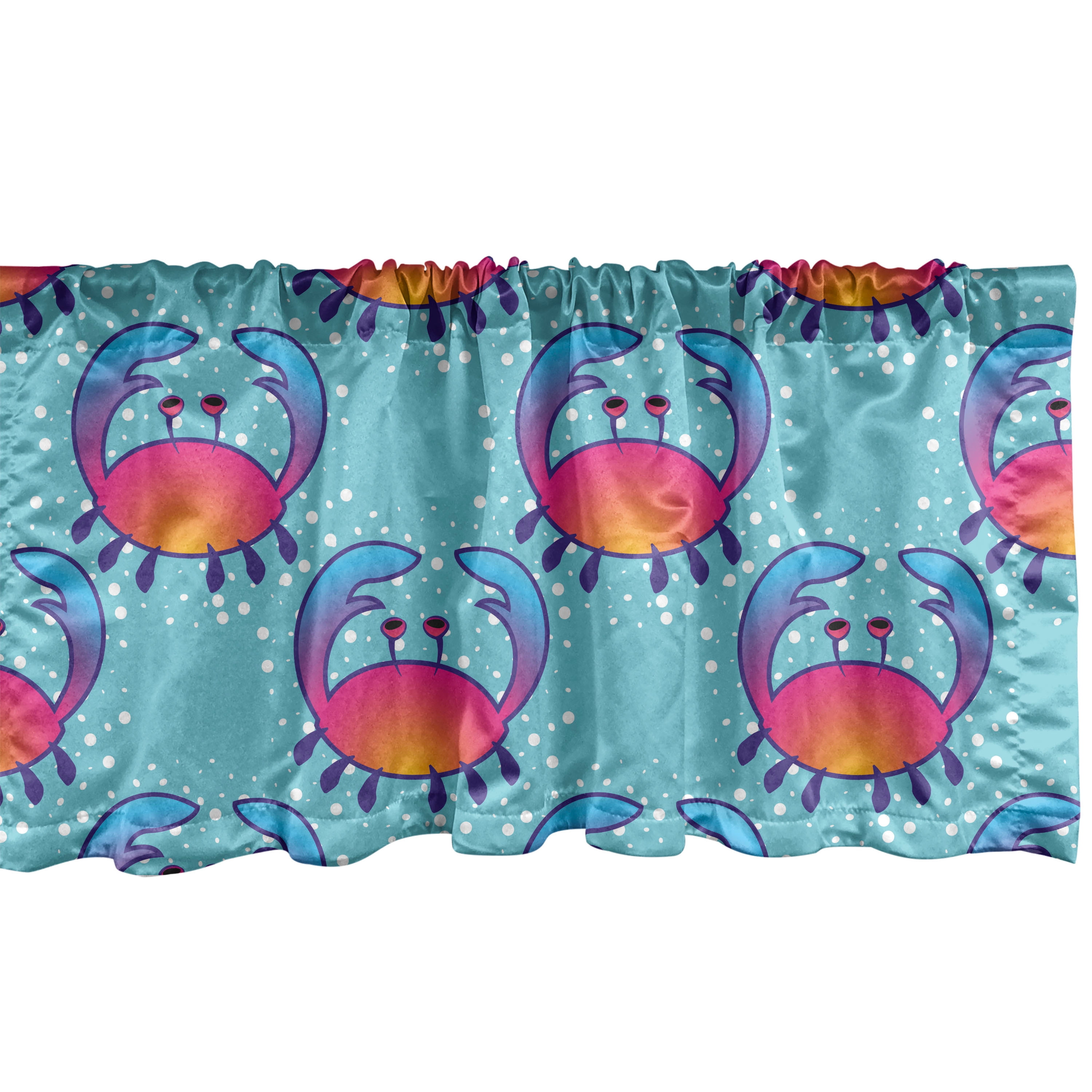 Ambesonne Crab Window Valance, Colorful Sea Crab Sketches on Bubble ...
