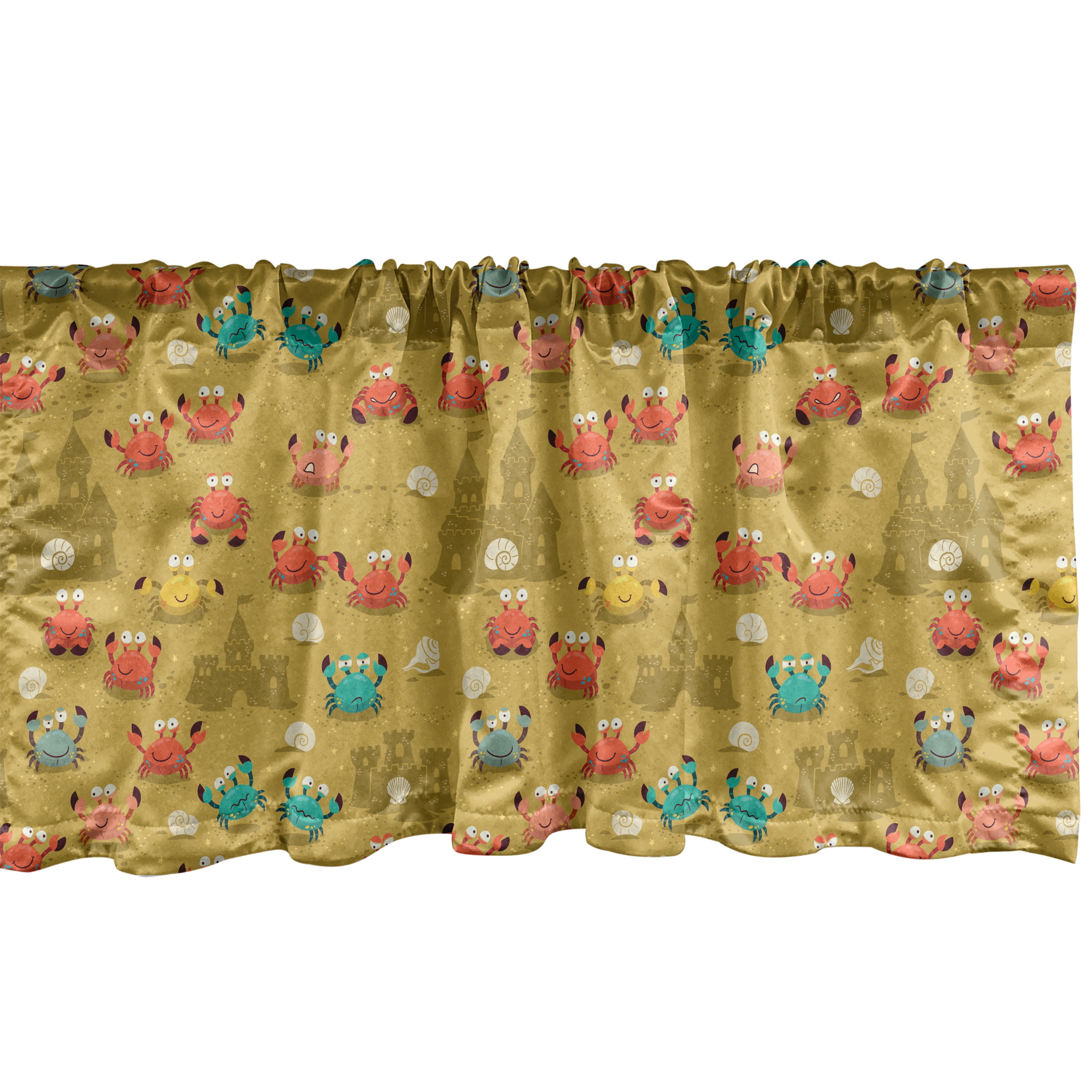 Ambesonne Crabs Window Valance, Children Themed Cartoon Style Crabs and ...