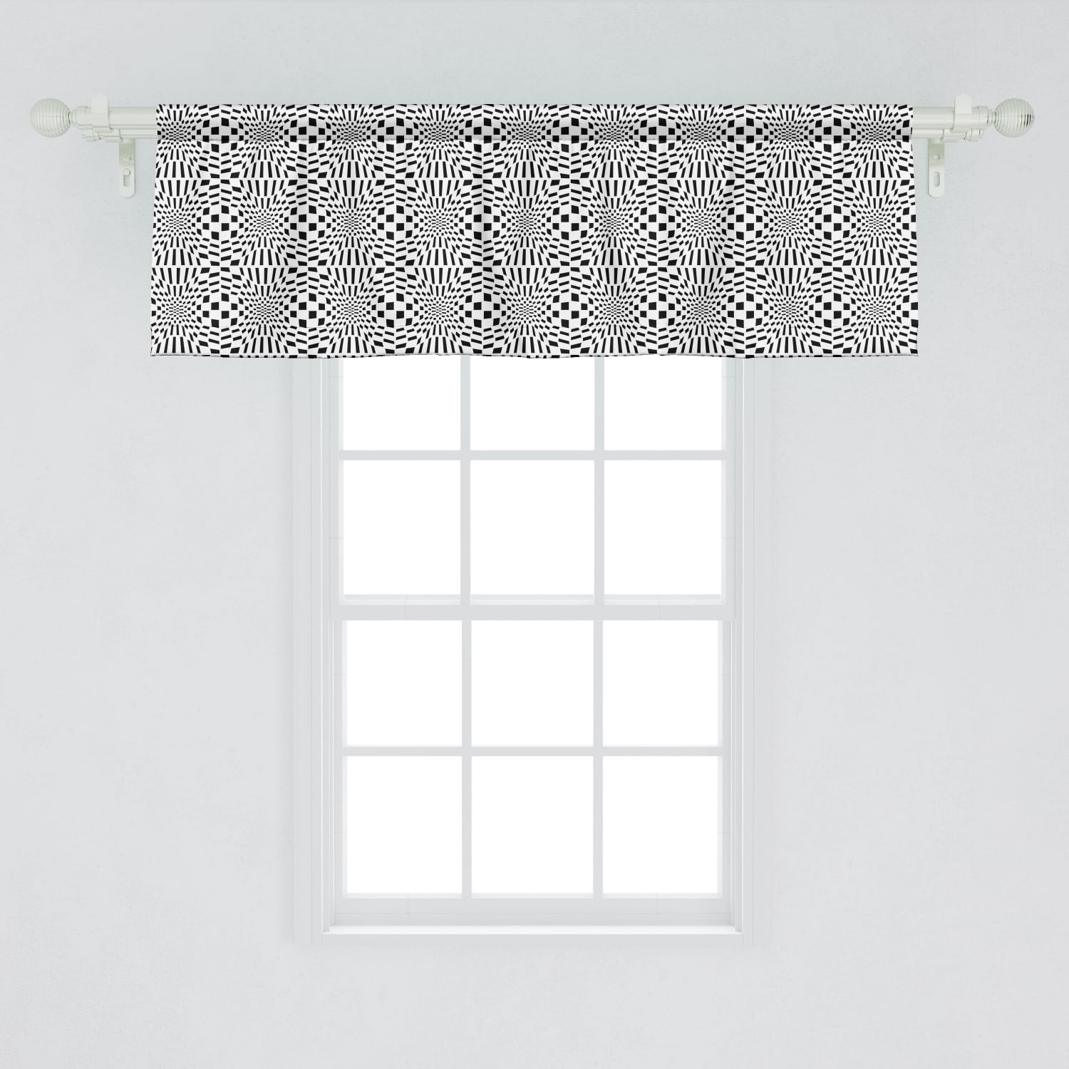 Ambesonne Crazy Art Window Valance, Composition of Quirky Squares Going ...