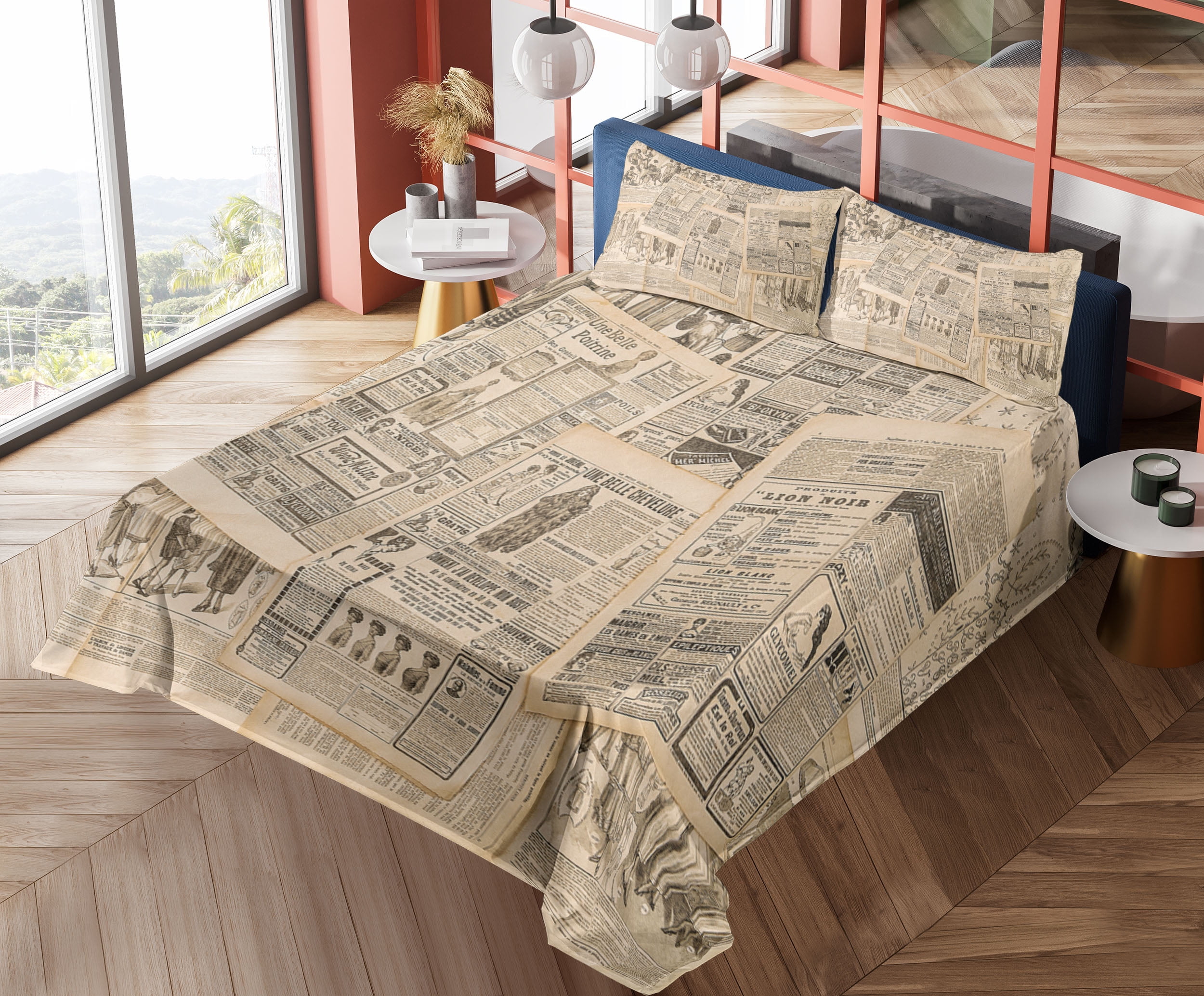 Ambesonne Cream Fitted & Top Sheet Set with Shams, Fashion Magazine ...
