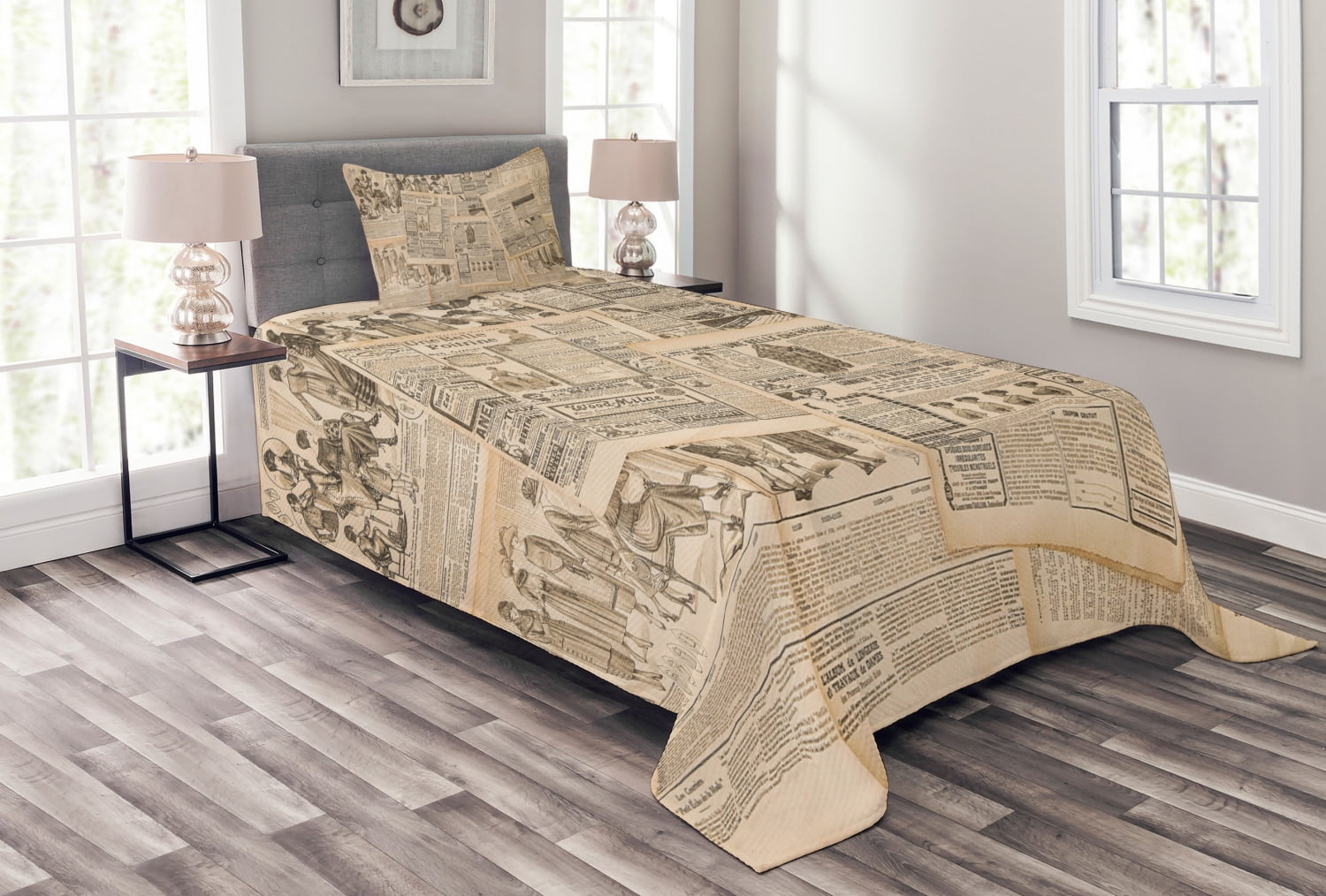 Ambesonne Cream Quilted Bedspread Set 2 Pcs, Fashion Magazine Woman ...