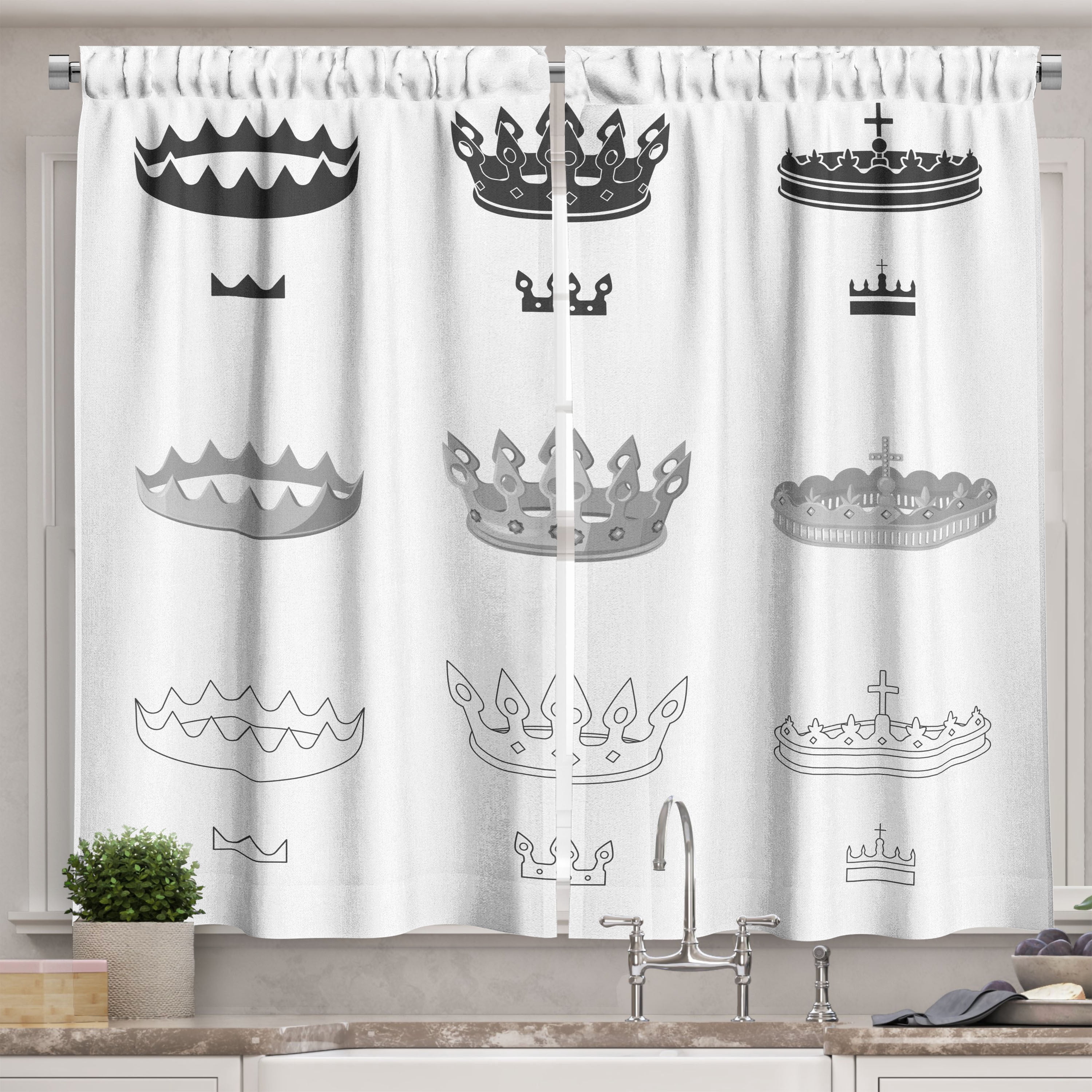 Ambesonne Crown Kitchen Curtains, Various Queen King Adornment, 55"x45 ...