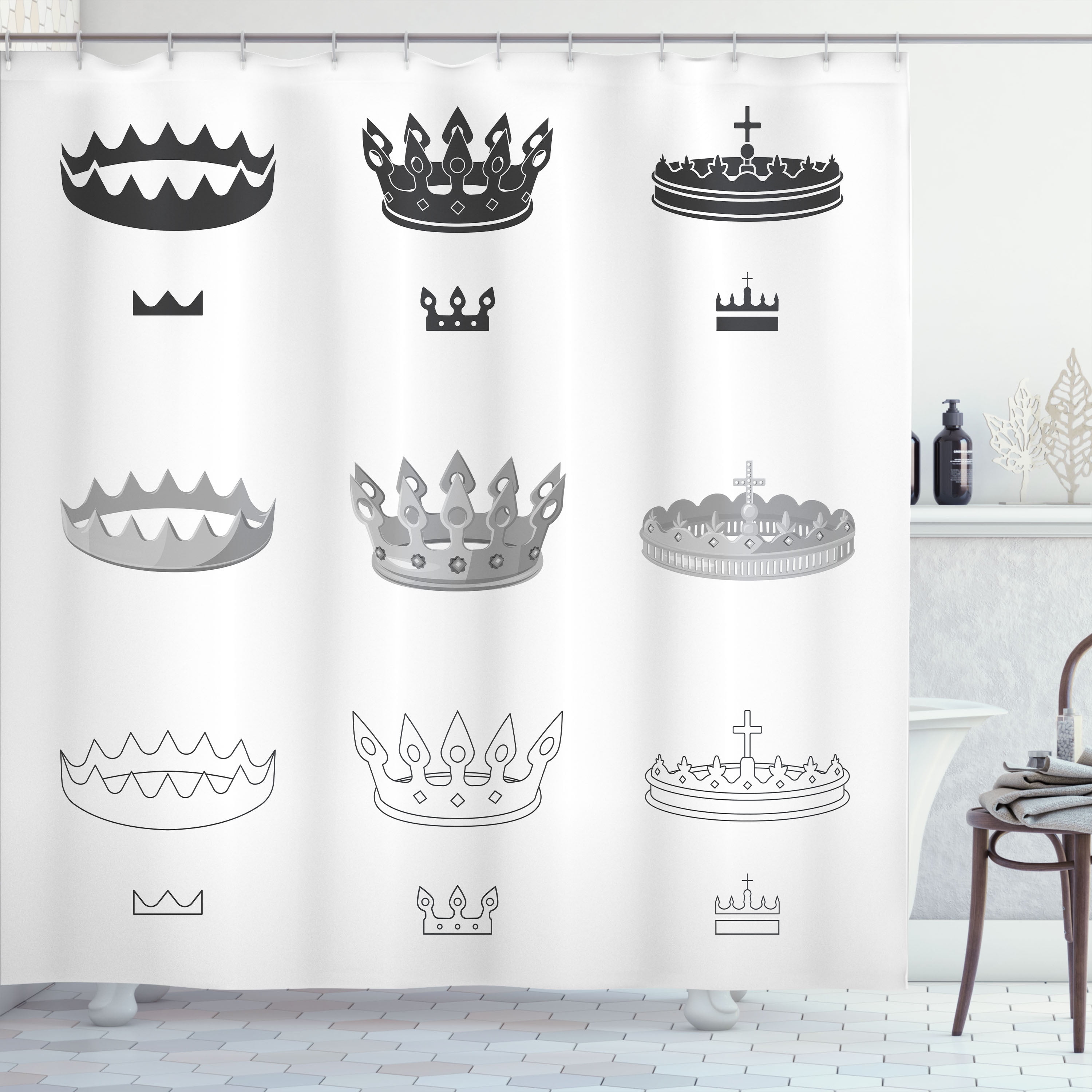 Ambesonne Crown Shower Curtain, Various Queen King Adornment, 69"Wx84"L ...