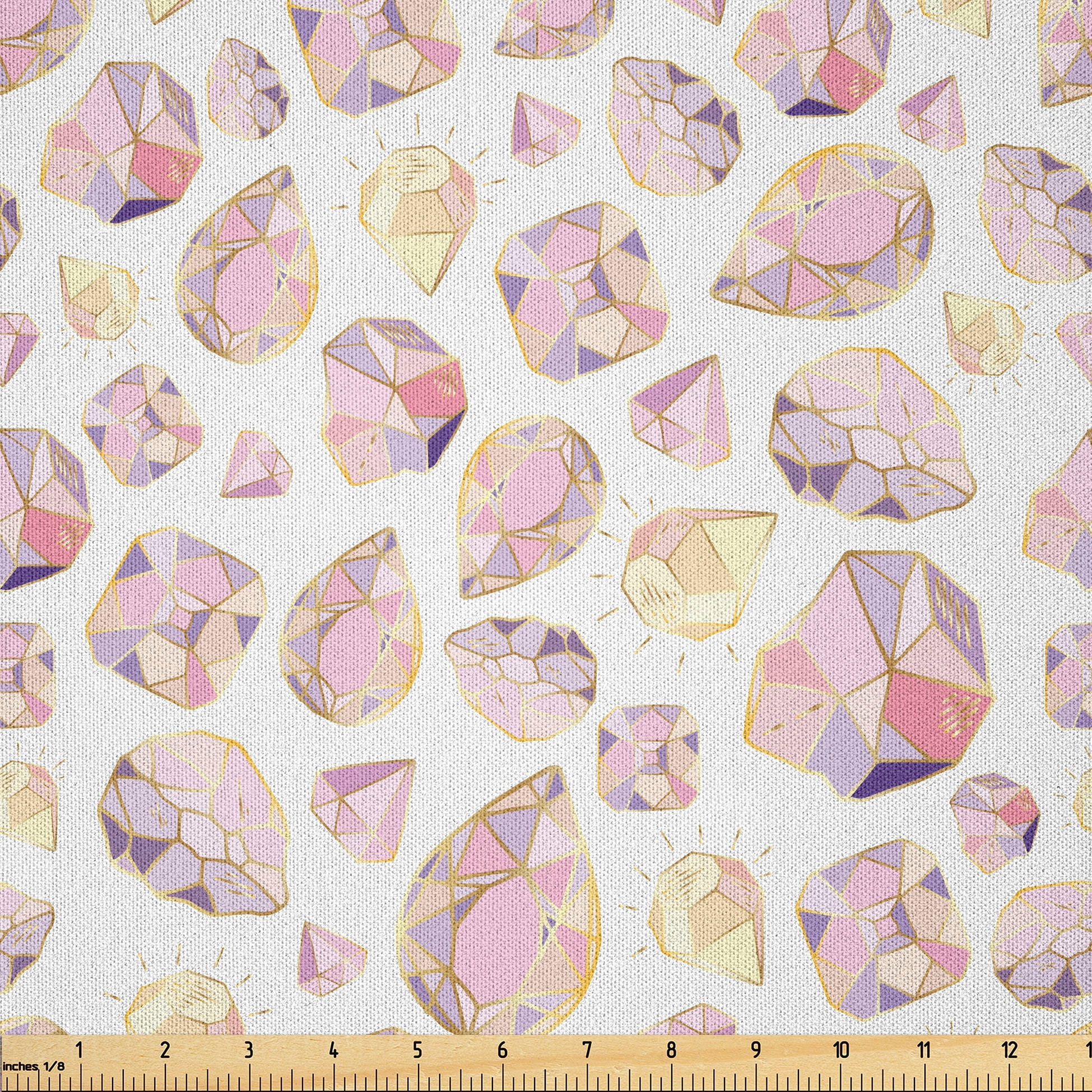 Ambesonne Crystal Artwork Fabric by the Yard Microfiber, Digital ...