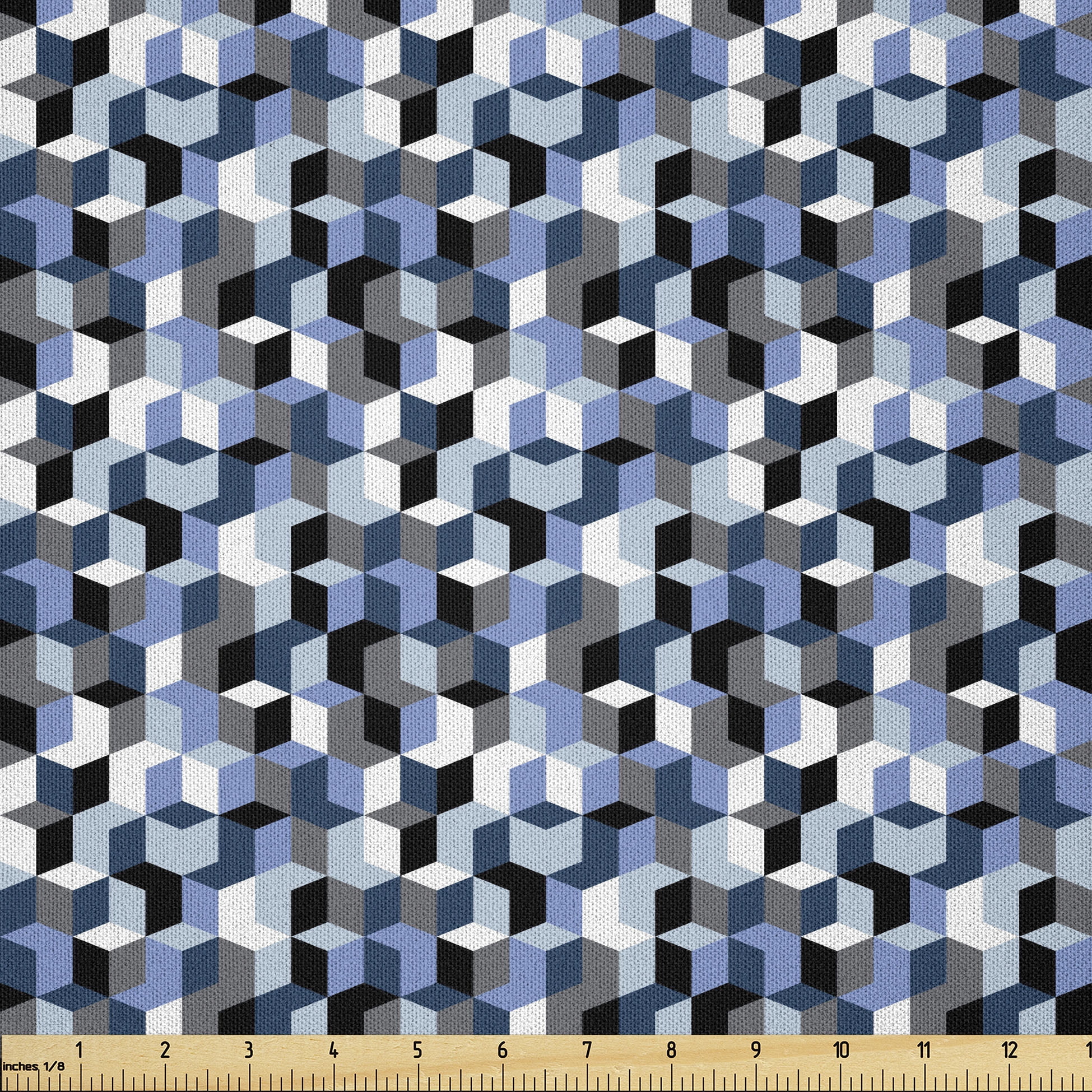 Ambesonne Cubes Fabric by the Yard Microfiber, Modern Diamond Shape ...