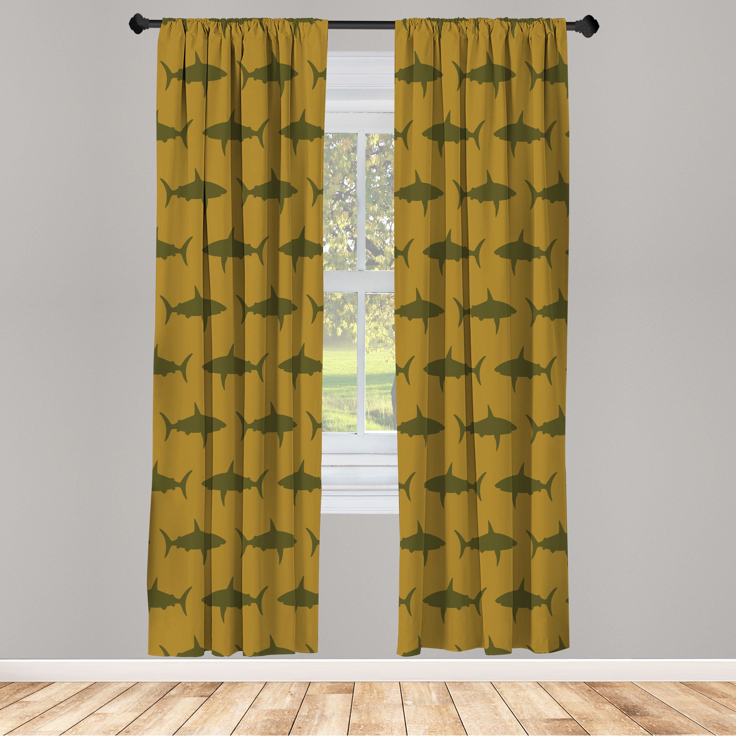 Ambesonne Curtains, Pair of 28"x84", Khaki and Army Green - Walmart.com