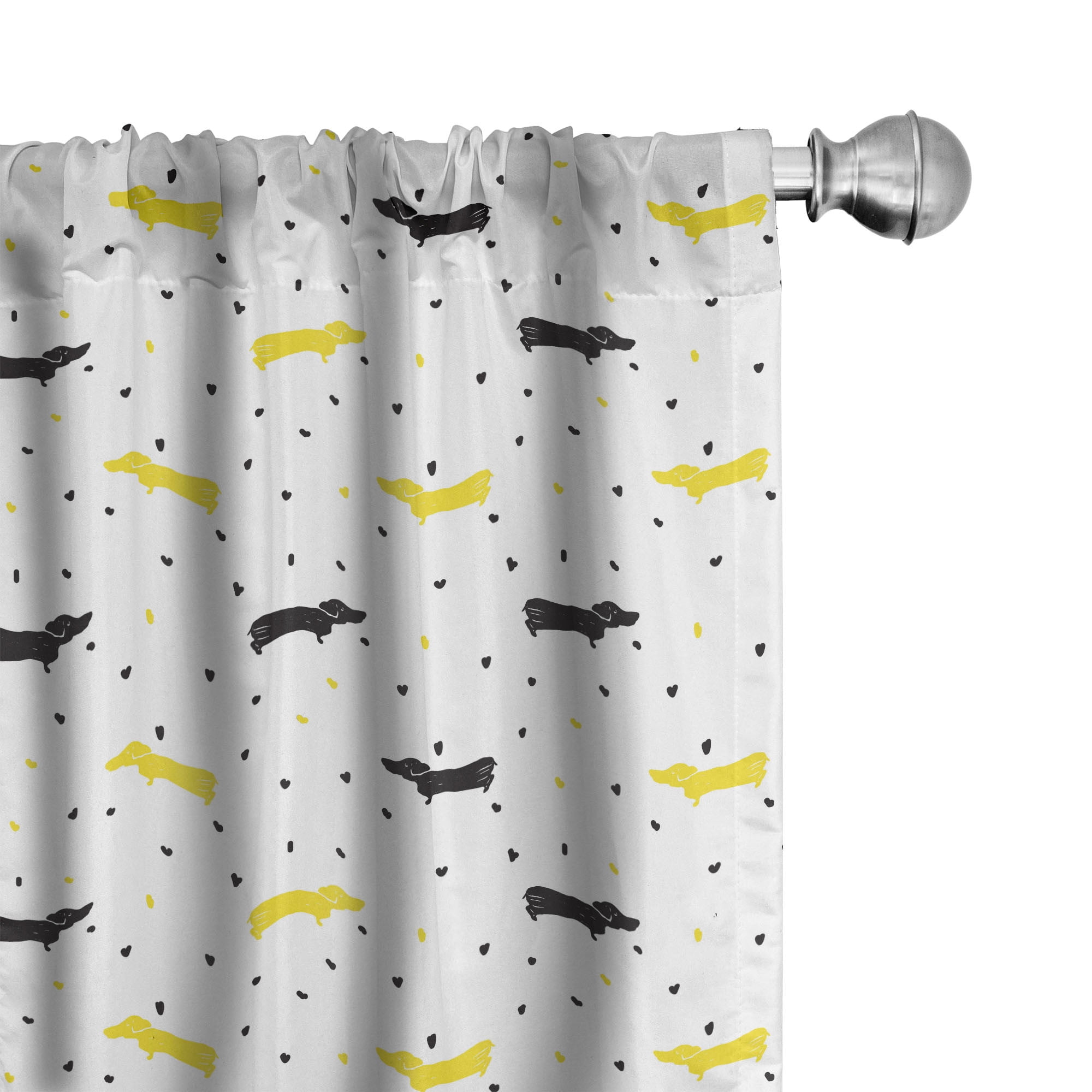 Ambesonne Dachshund Window Curtains, Bicolour Dogs and Hearts, Each 28 ...