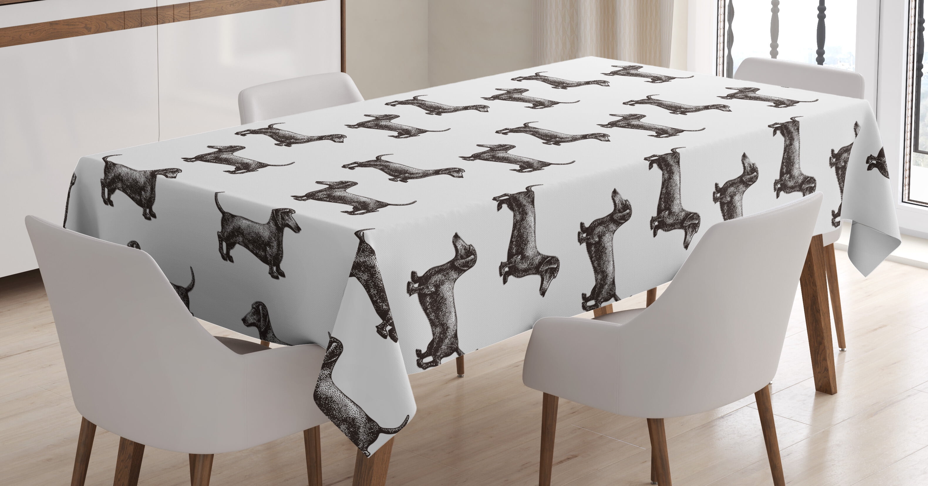 Ambesonne Dachshund Tablecloth Rectangular Table Cover, Dogs Pattern ...