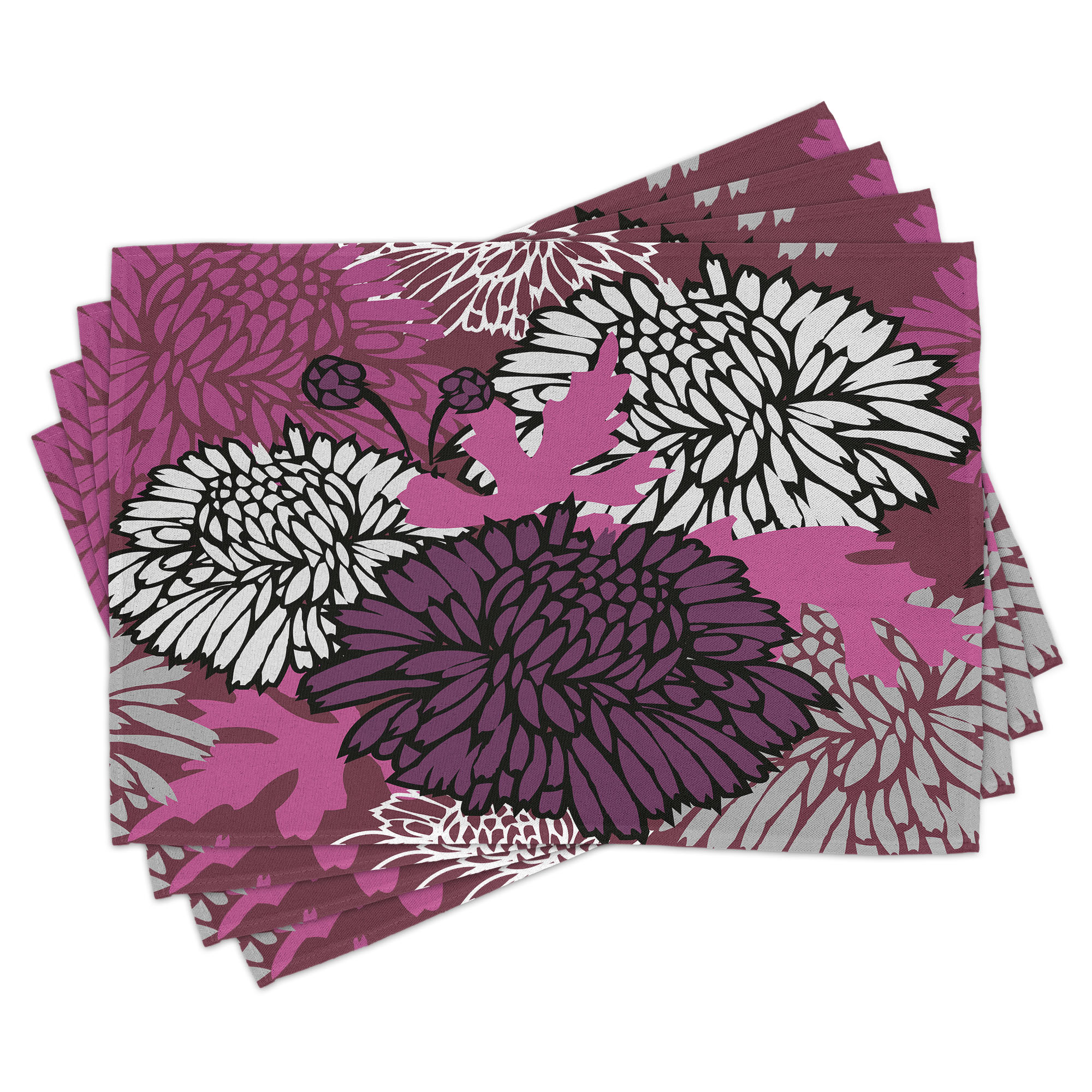 Ambesonne Dahlia Place Mats Set of 4, Large Floral Petals Bud, Standard ...