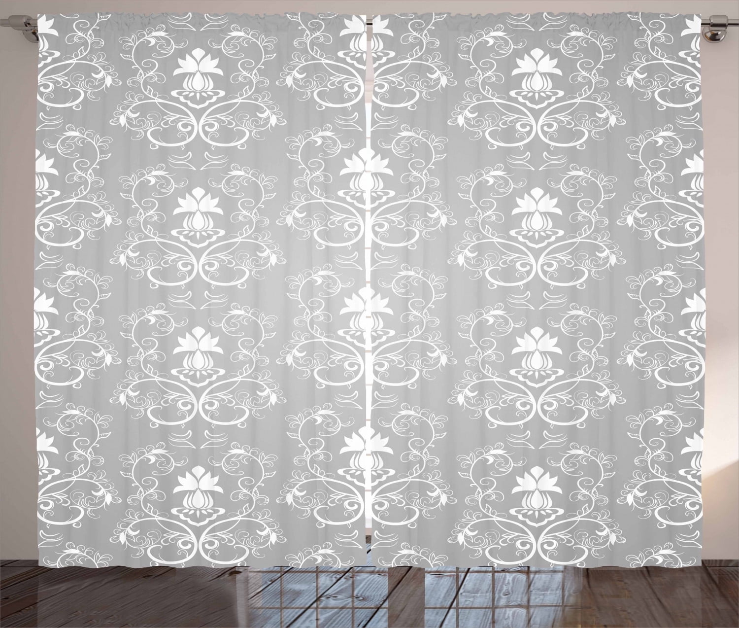 Ambesonne Damask Curtains 2 Panel Set, Antique Damask Royal, 108" x 63 ...