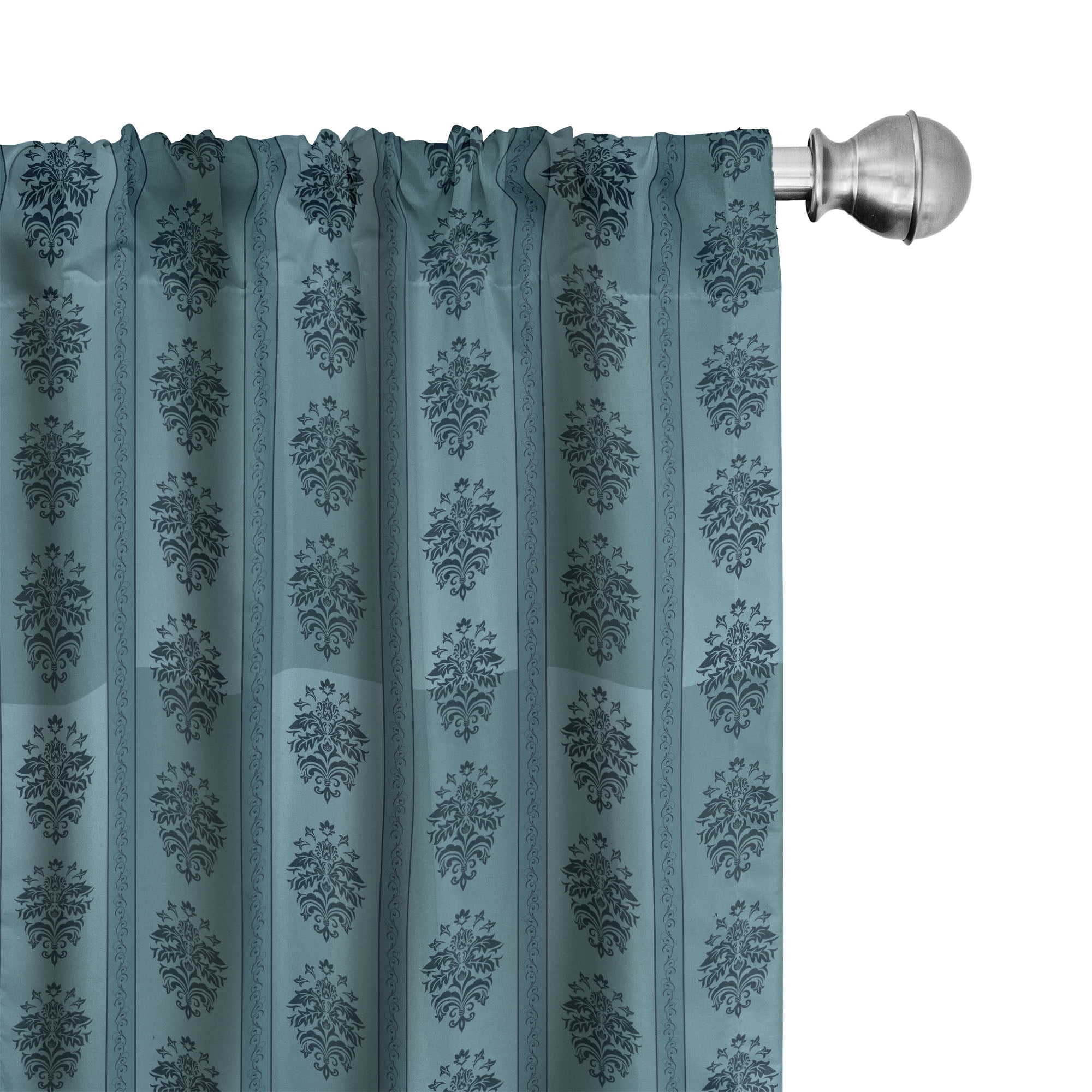 Ambesonne Damask Curtains, Medieval Gothic Rococo, Pair of 28"x95 ...
