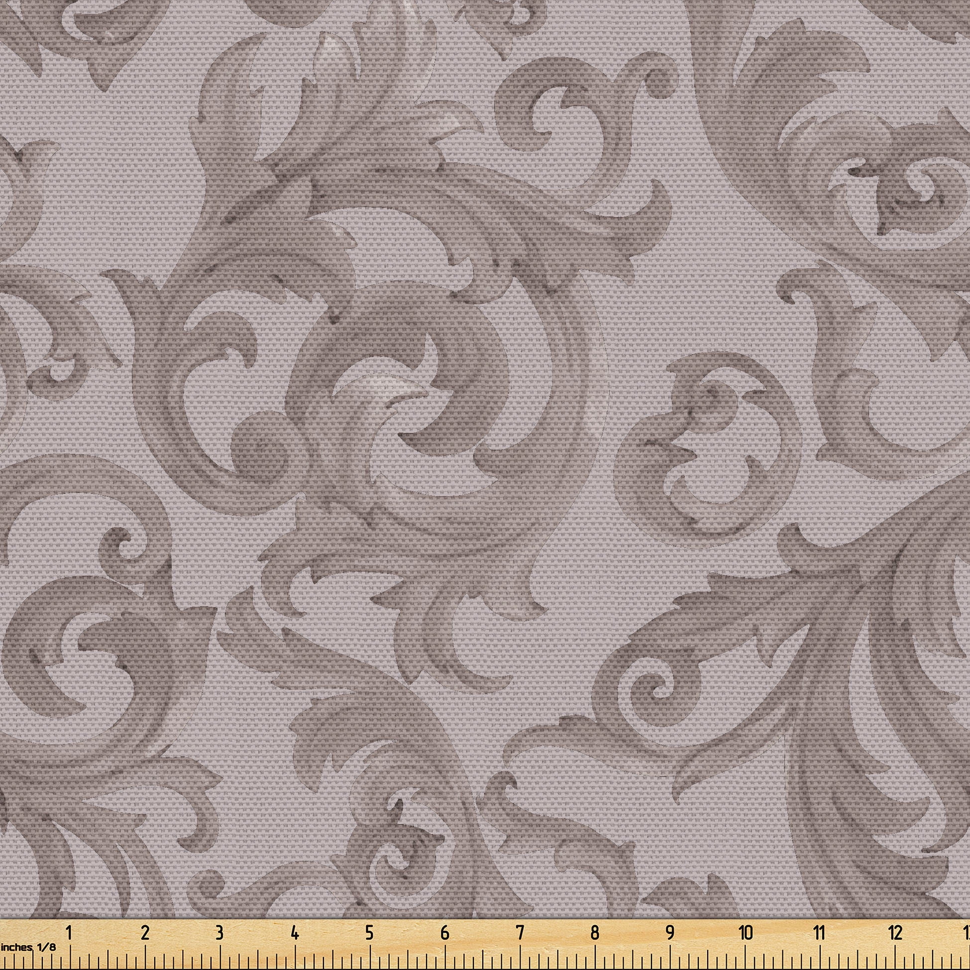 Ambesonne Damask Fabric by the Yard, Earthy Art of Floral Baroque, 1 ...