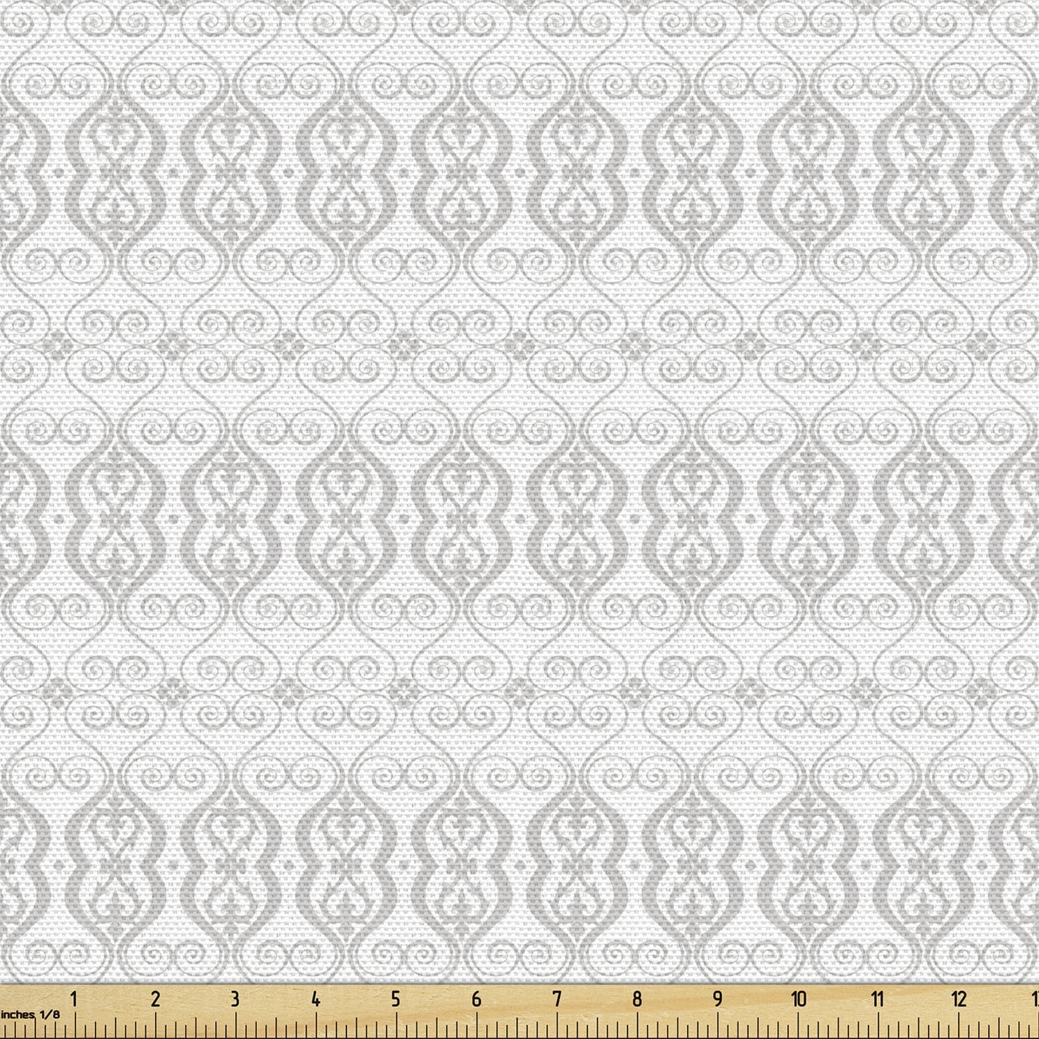 Ambesonne Damask Fabric by the Yard Upholstery, Abstract Curvy Lines ...