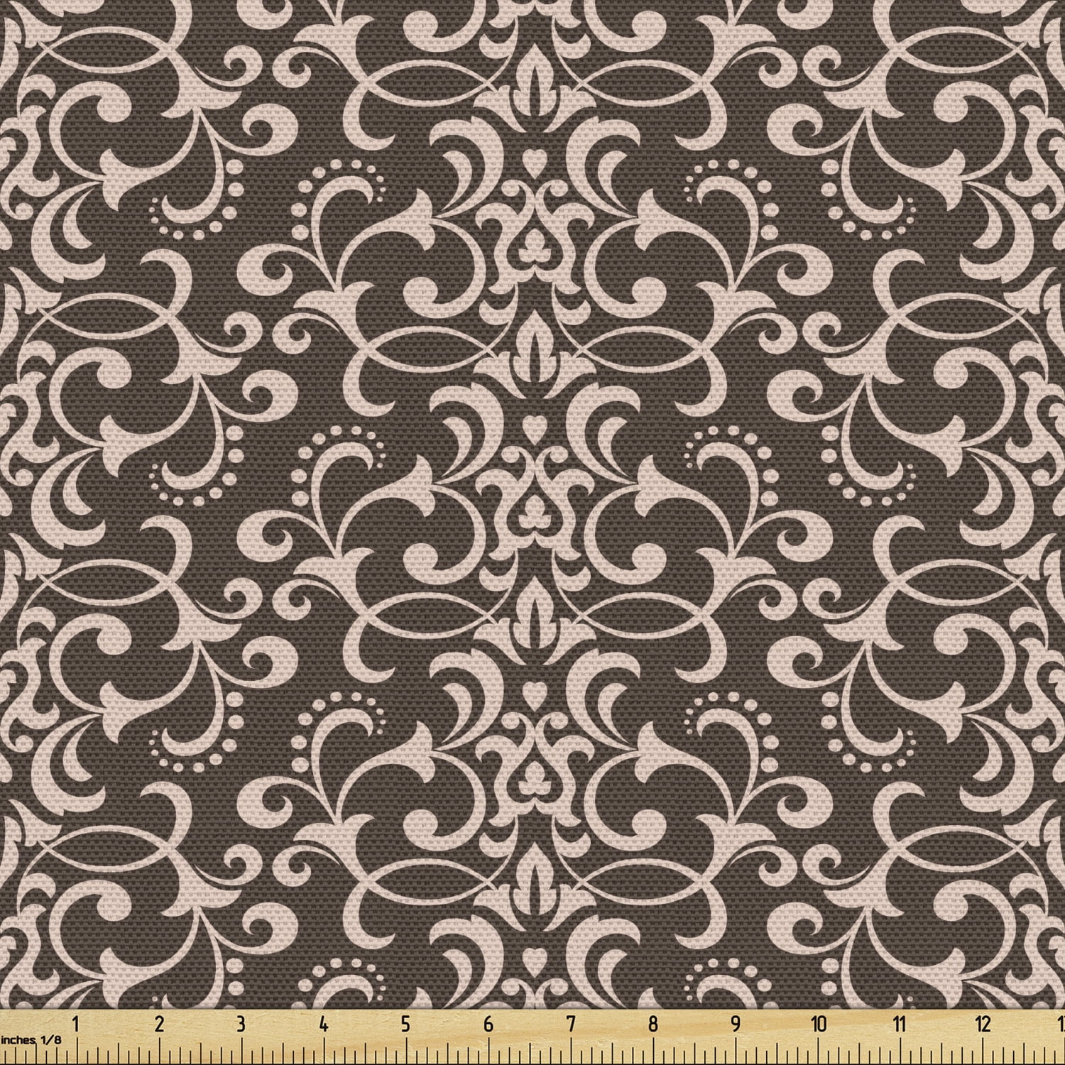 Ambesonne Damask Fabric by the Yard Upholstery, Classic Baroque ...