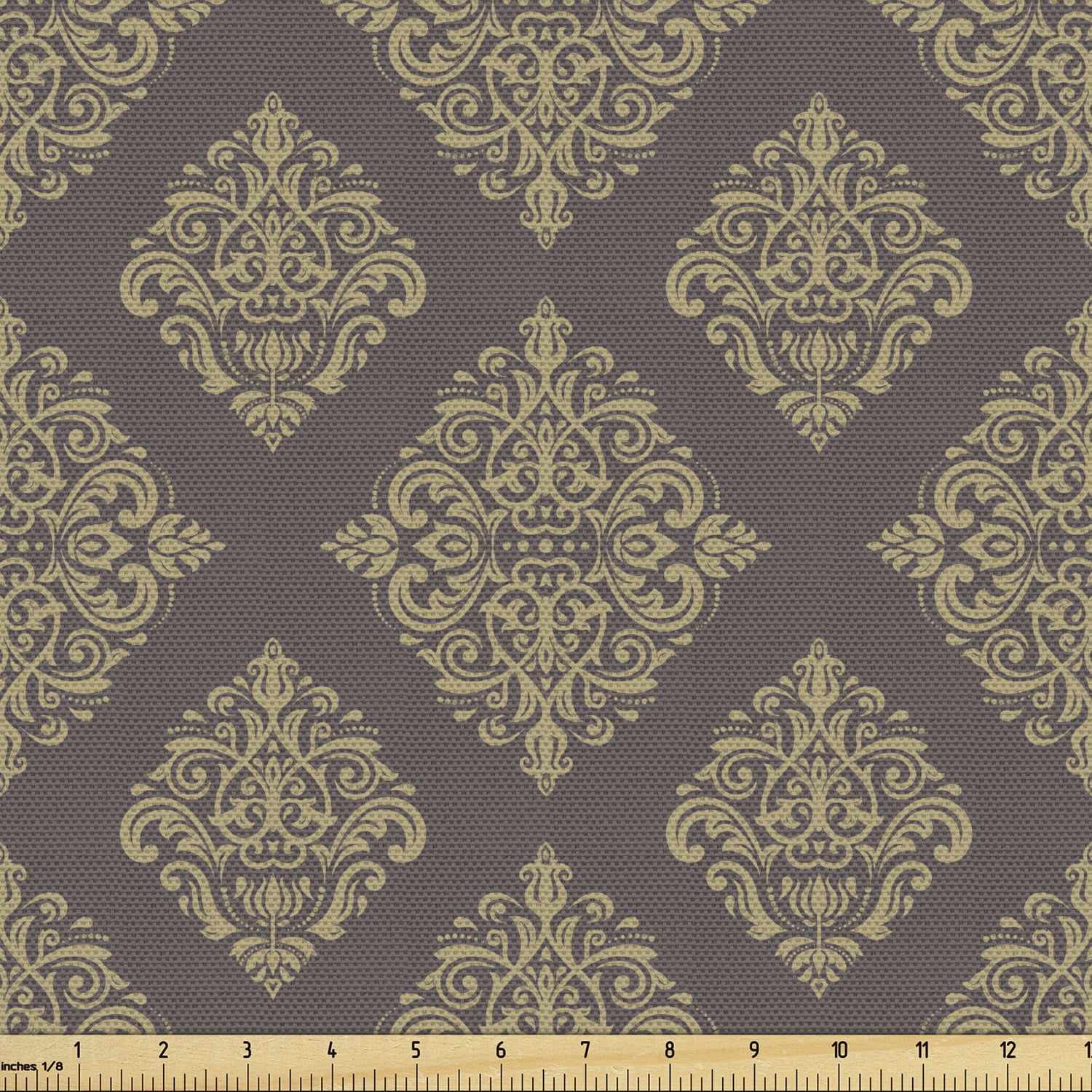 Ambesonne Damask Fabric by the Yard Upholstery, Classical Oriental ...