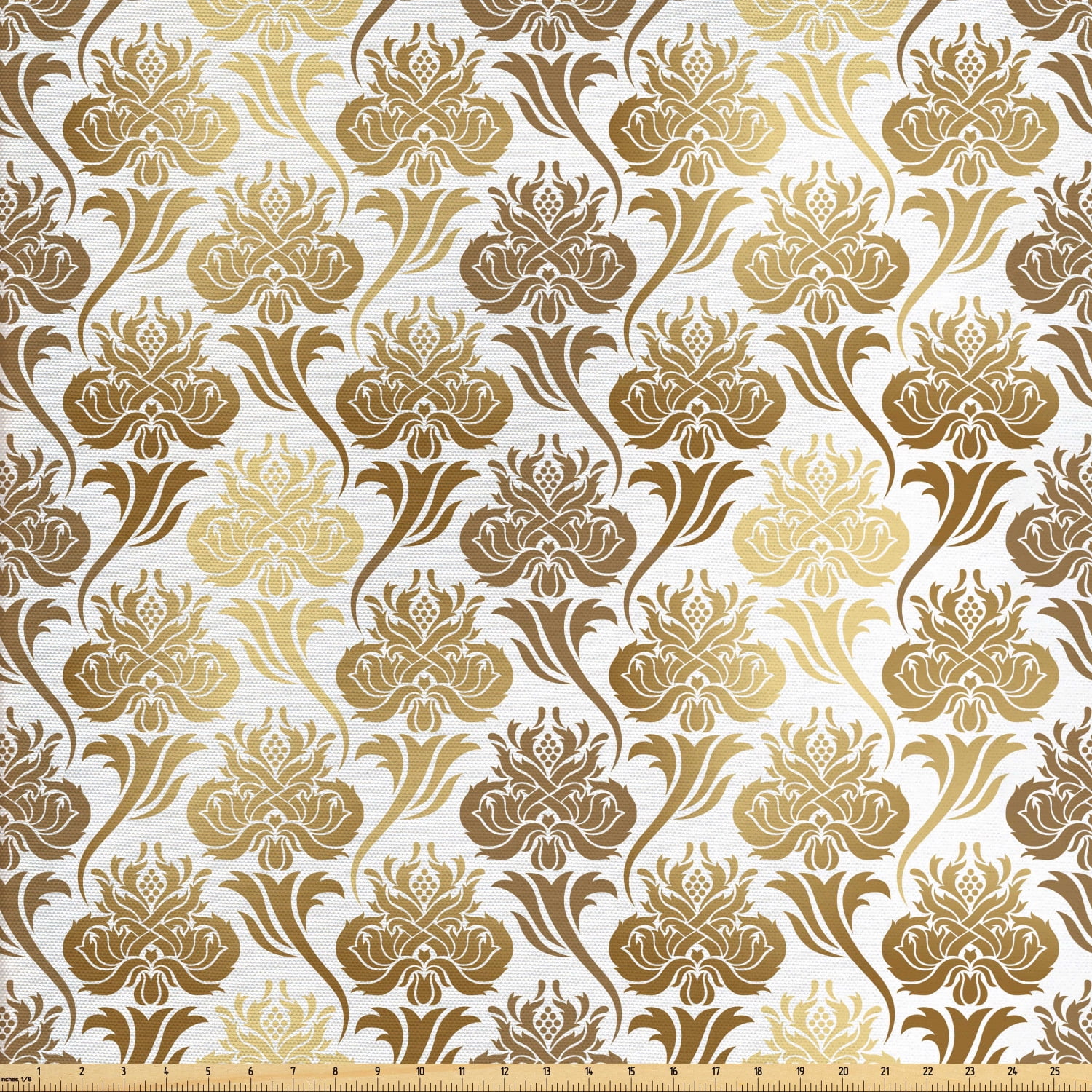 Ambesonne Damask Fabric by the Yard Upholstery, Ombre Abstract Floral ...