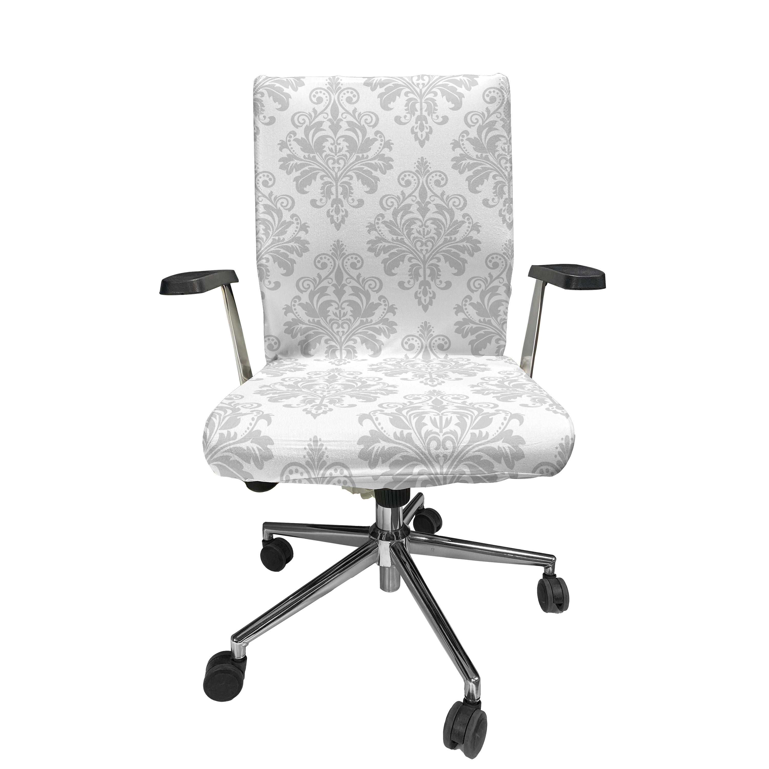 Ambesonne Damask Grey Office Chair Cover Stretchable High Back, Baroque ...