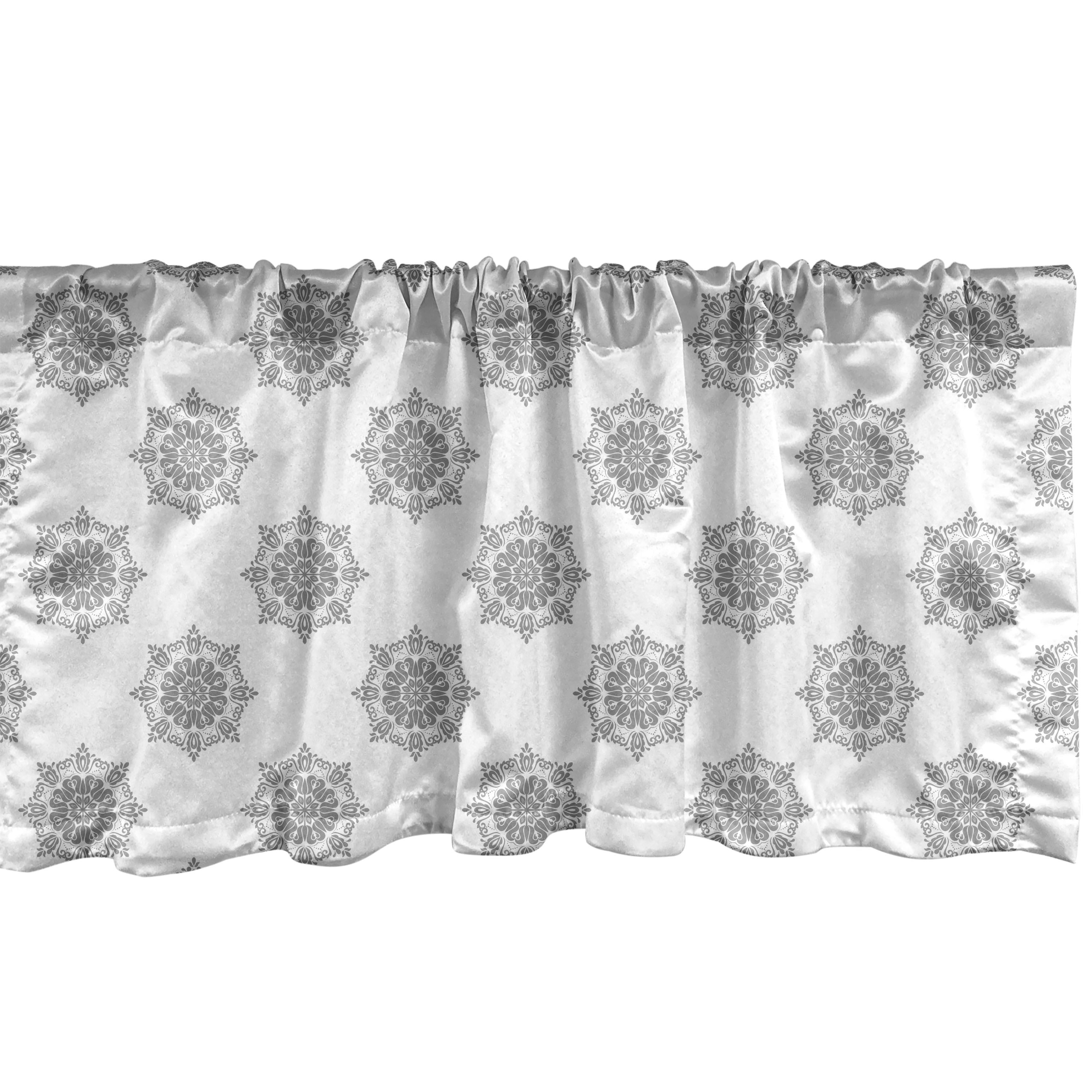 Ambesonne Damask Grey Window Valance, Classic Medallion Flora, 54" X 18 ...
