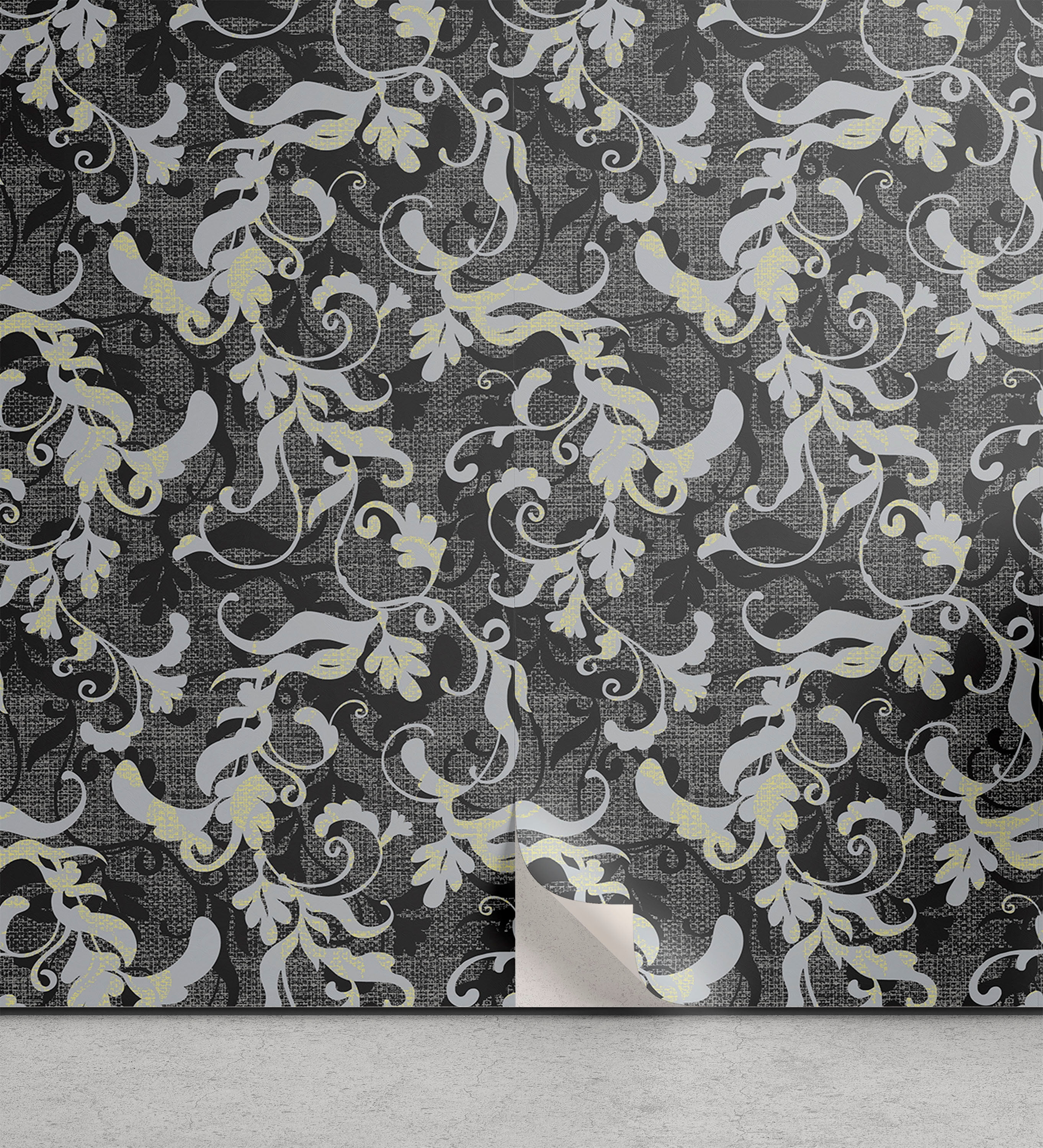 Ambesonne, Damask Peel & Stick Wallpaper for Home, Floral Pattern Grid ...