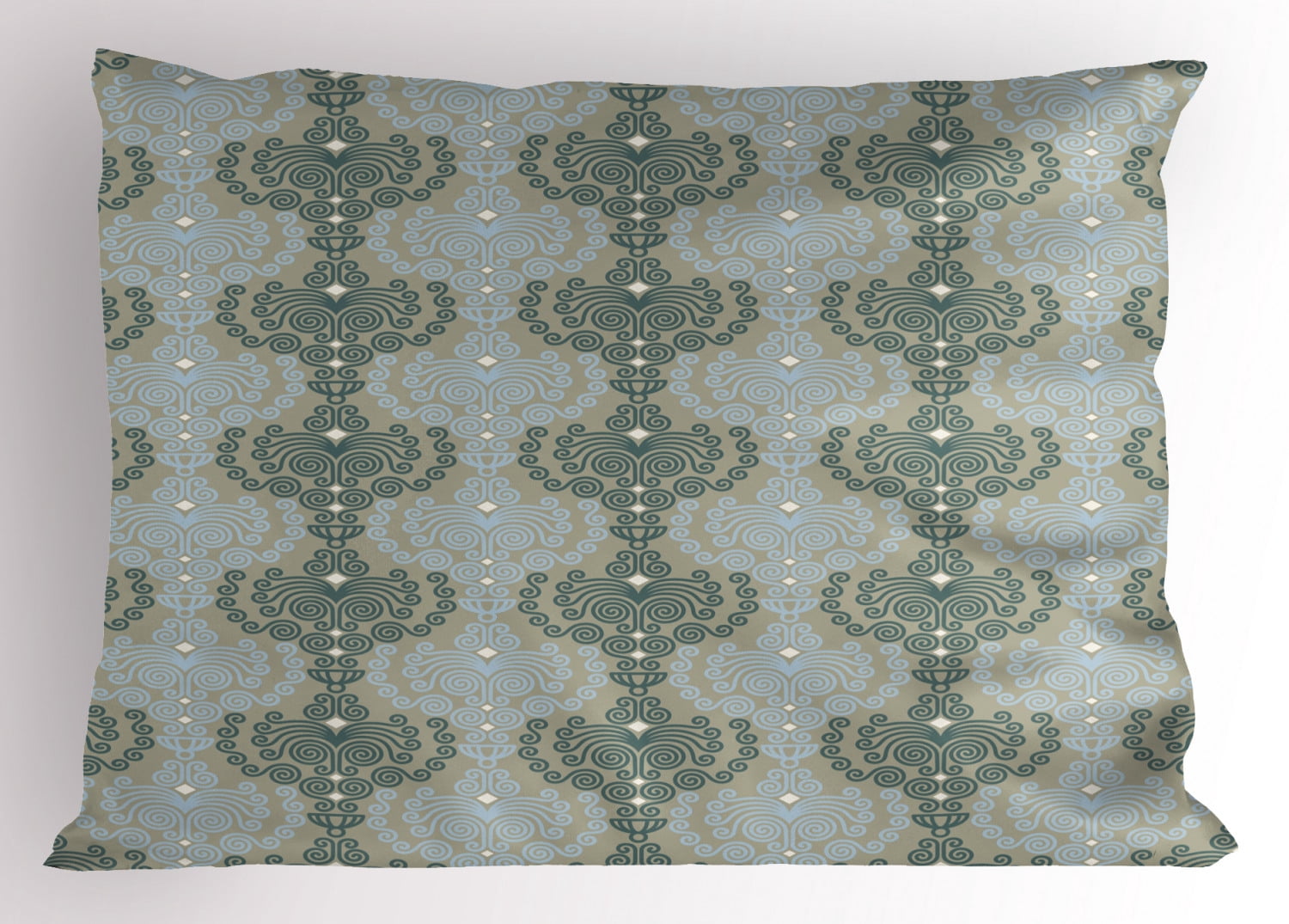 Ambesonne Damask Pillow Sham, Abstract Art Floral, 36" X 20", Blue and ...