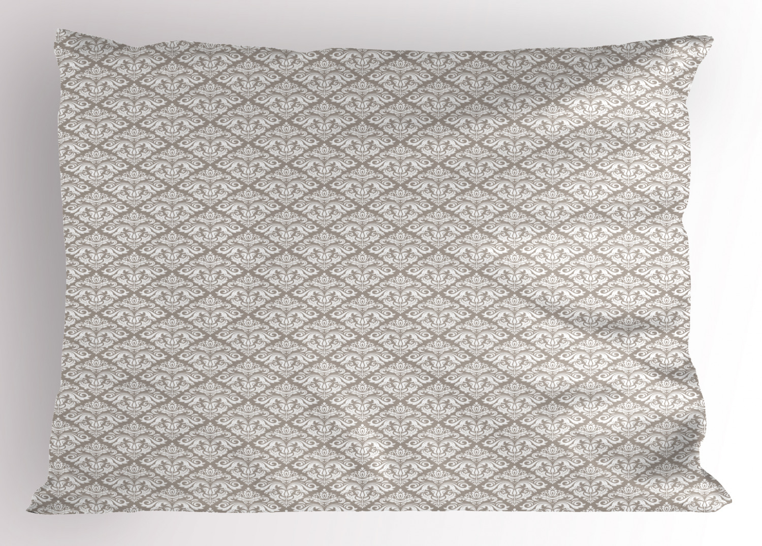 Ambesonne Damask Pillow Sham, Oriental Tile, 36" X 20", Taupe White ...