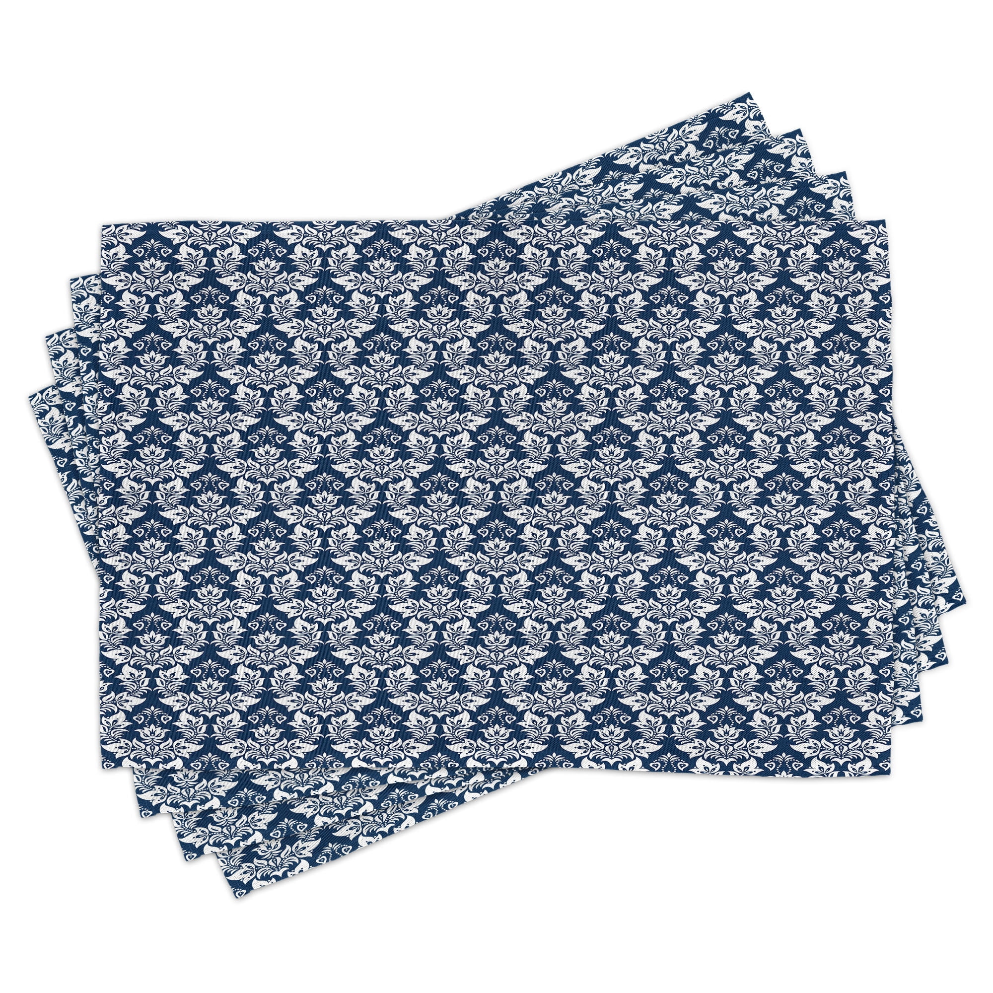 Ambesonne Damask Place Mats Set of 4, Antique Baroque Curves, Standard ...