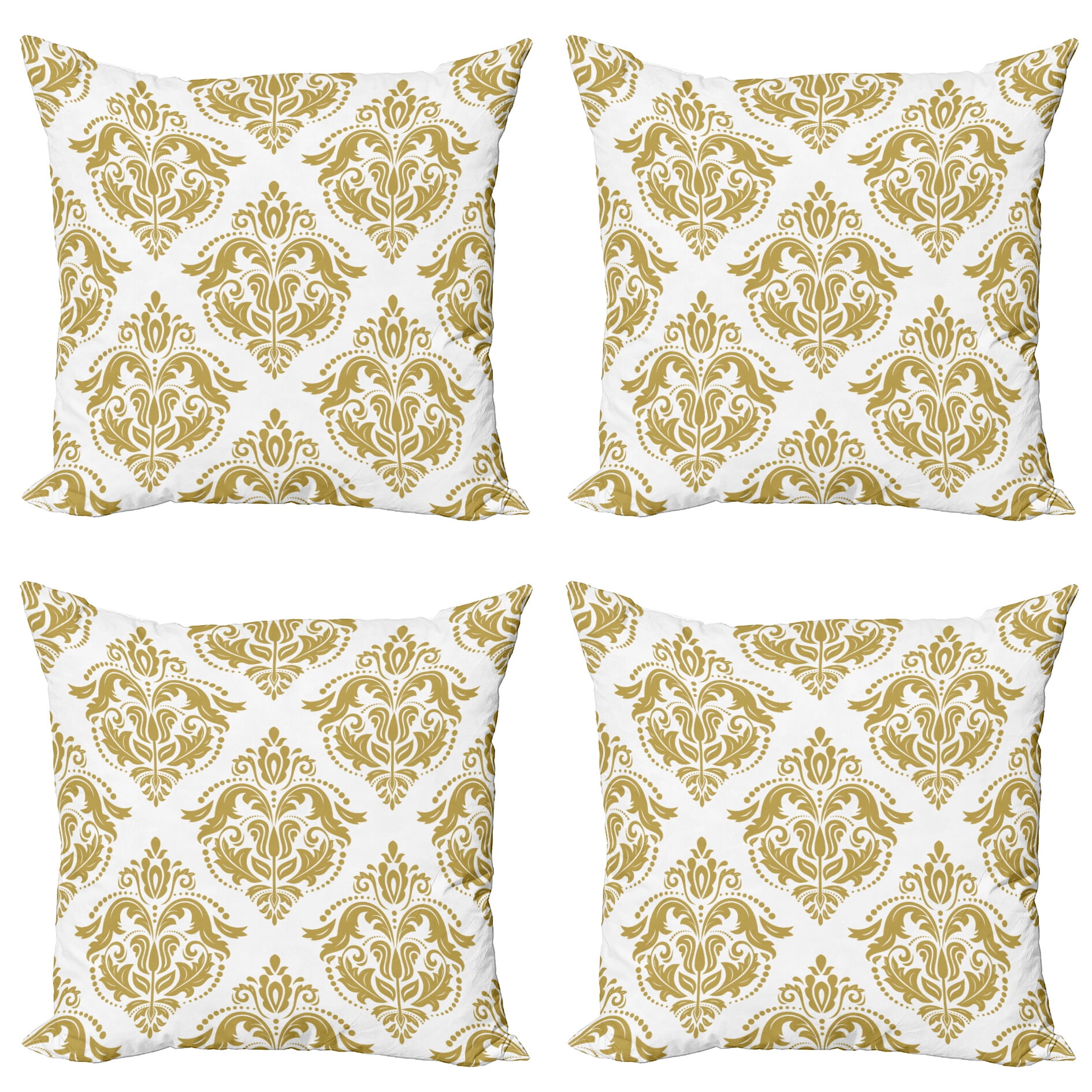 Ambesonne Damask Throw Pillow Cover 4 Pack, Victorian Classical Lovers ...