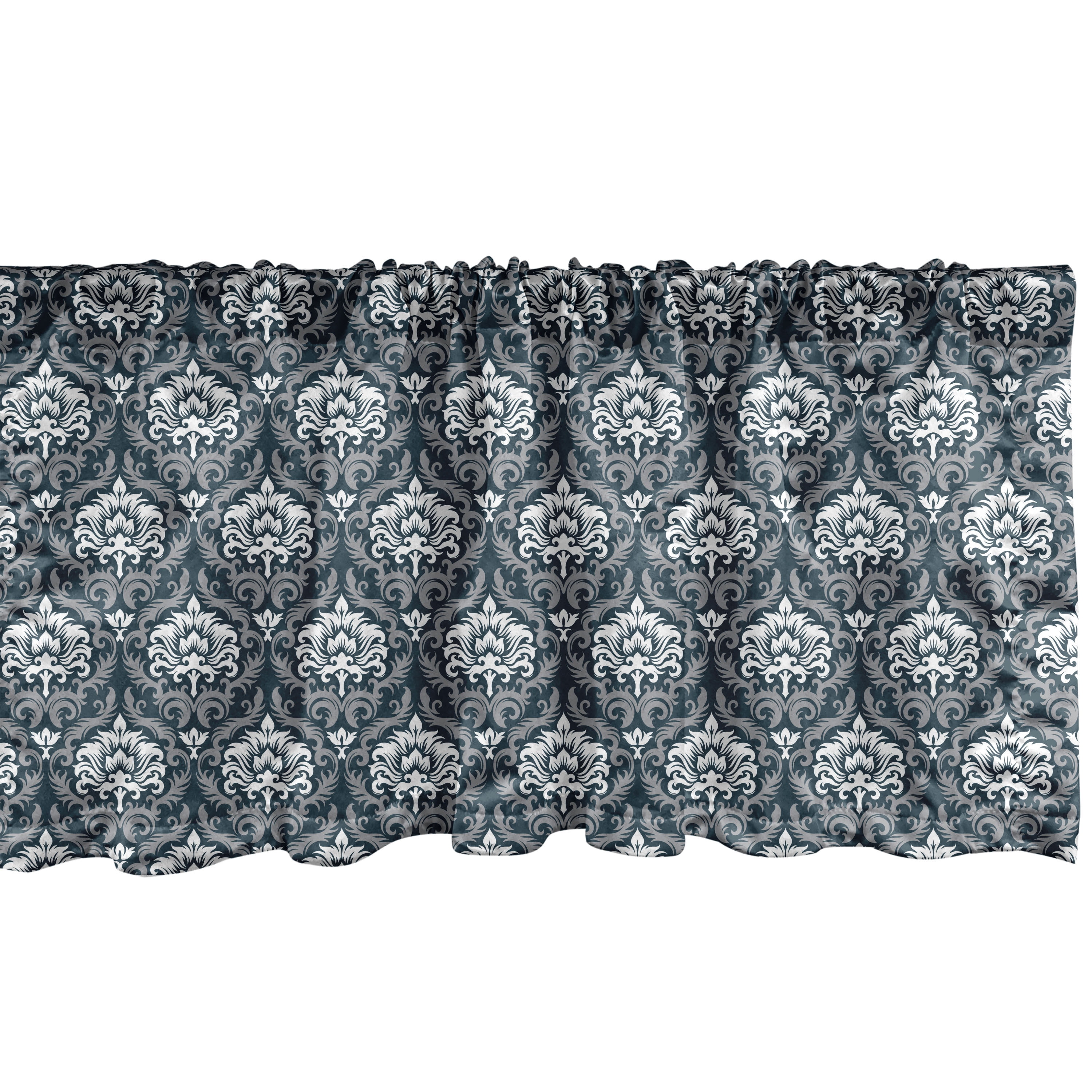 Ambesonne Damask Window Valance, Floral Victorian, 54" X 12", Grey ...