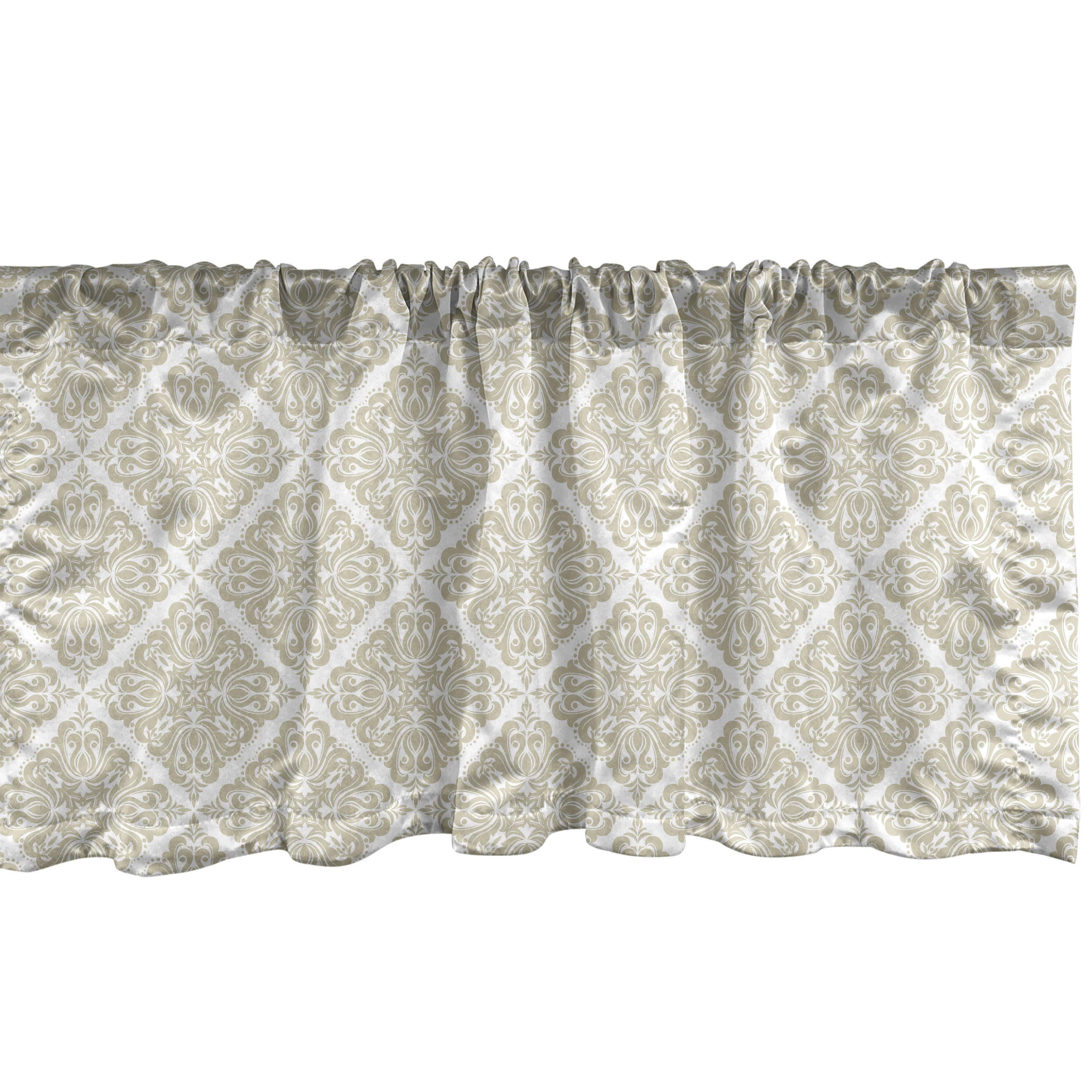 Ambesonne Damask Window Valance, Rhombus Style Ivy Floral, 54" X 18 ...