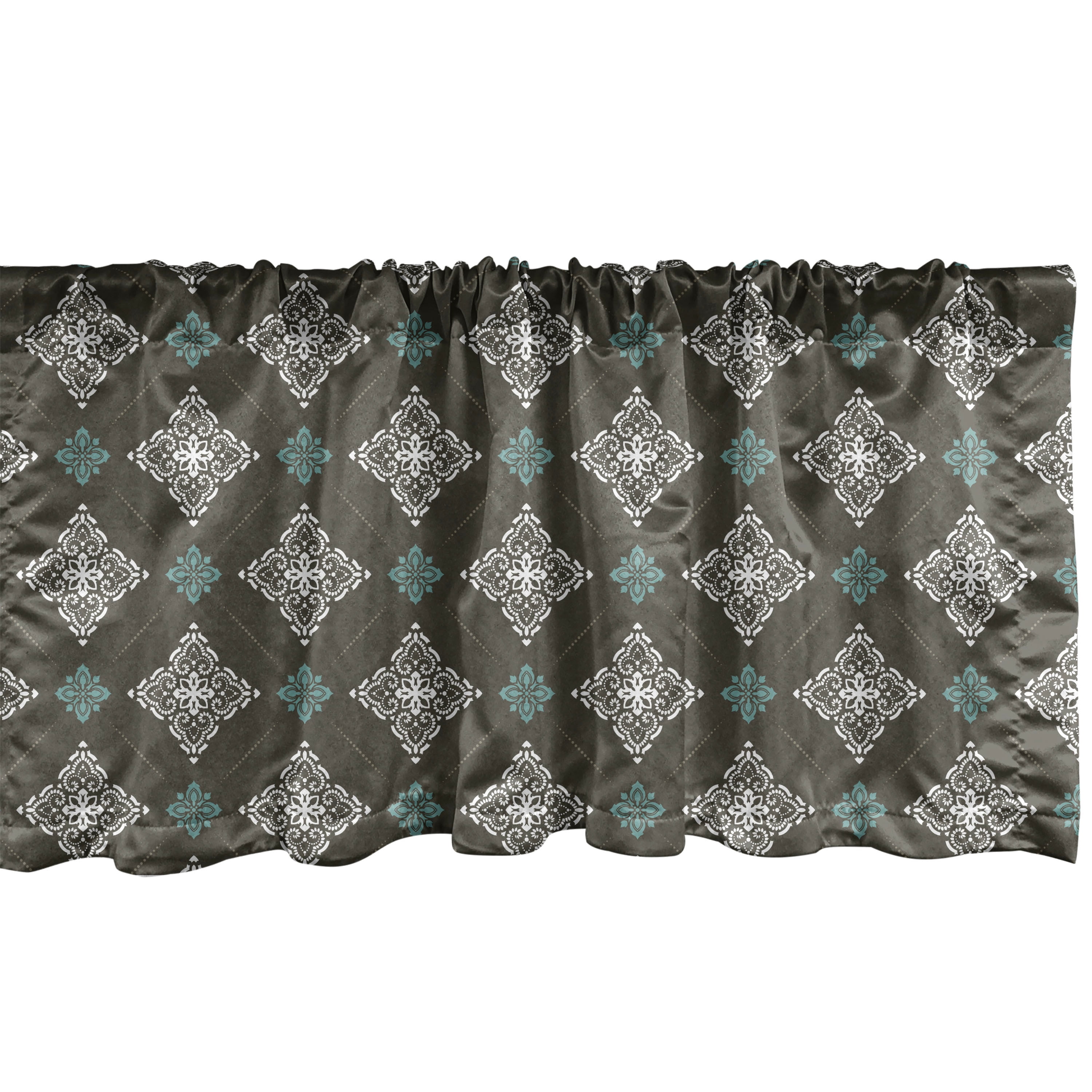 Ambesonne Damask Window Valance, Symmetrical Victorian Rococo, 42" x 12 ...