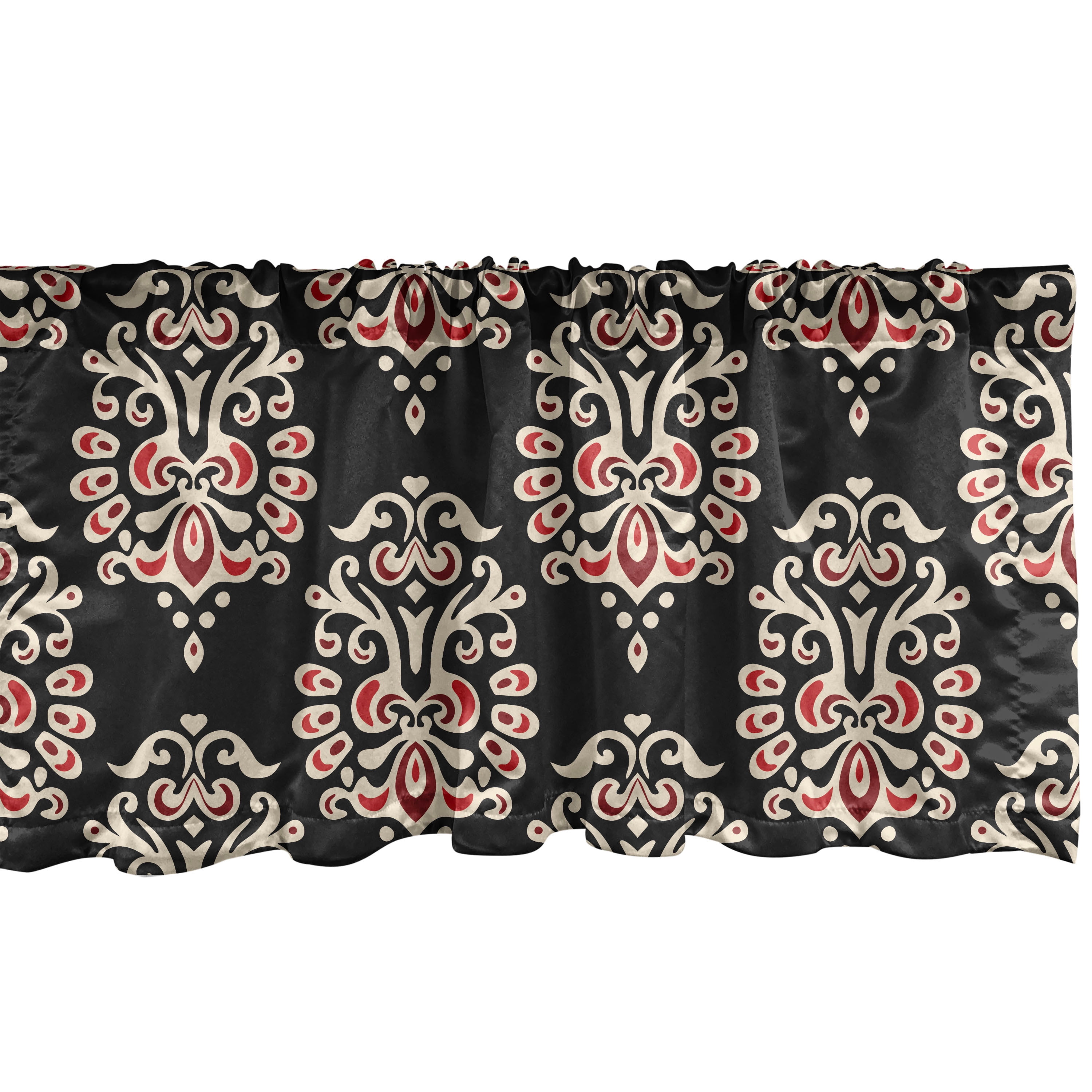 Ambesonne Damask Window Valance, Traditional Abstract, 54" X 18", Black ...