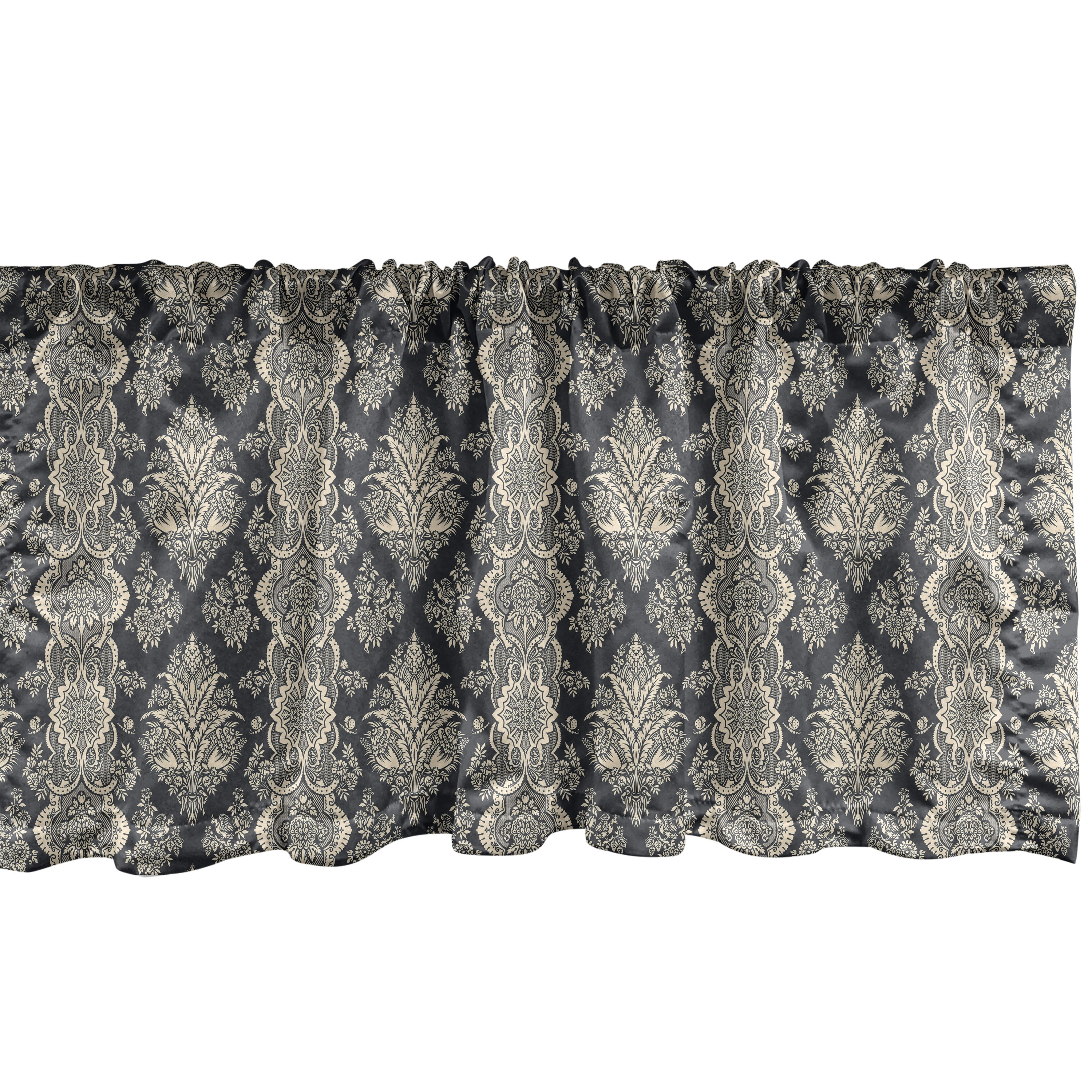 Ambesonne Damask Window Valance, Victorian Baroque Style, 54" X 18 ...