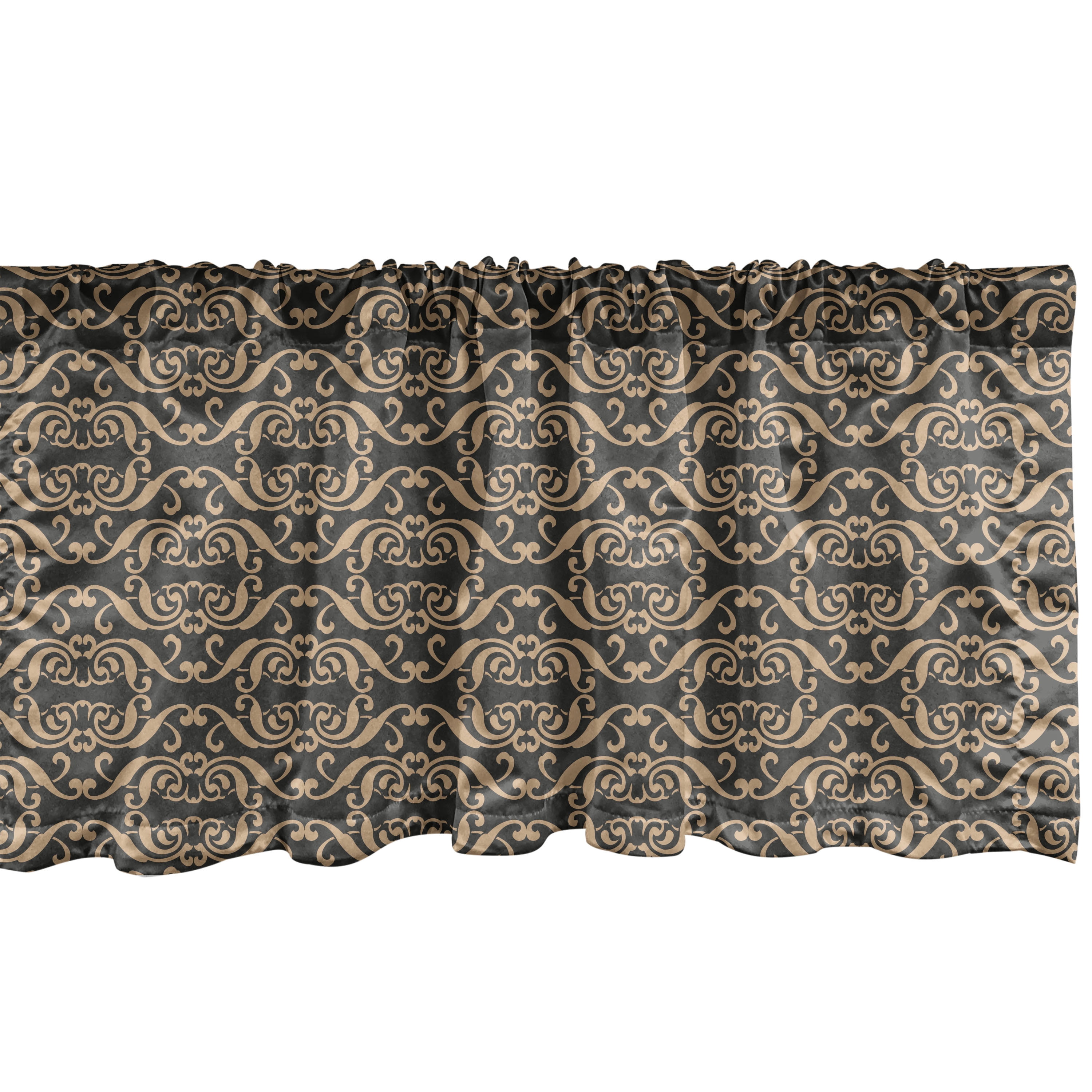 Ambesonne Damask Window Valance, Victorian Rococo Style Motif, 42" x 18 ...