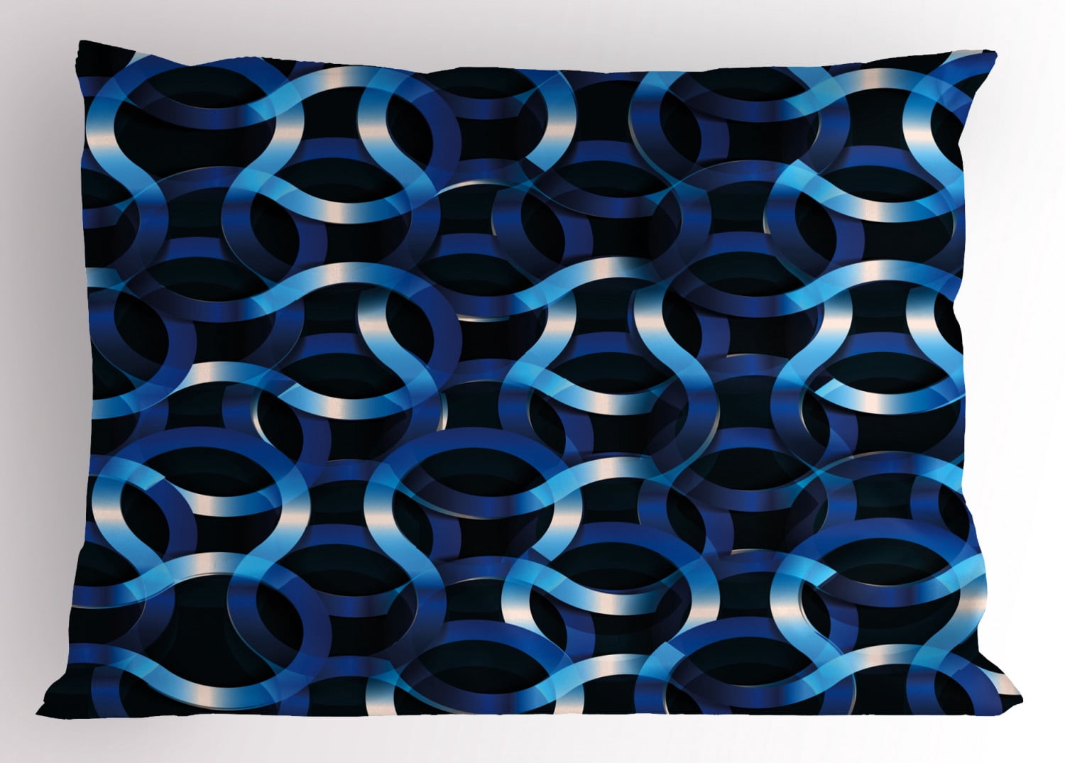 Ambesonne Dark Blue Pillow Sham, Curvy Modern Shapes, 26" X 20", Blue ...