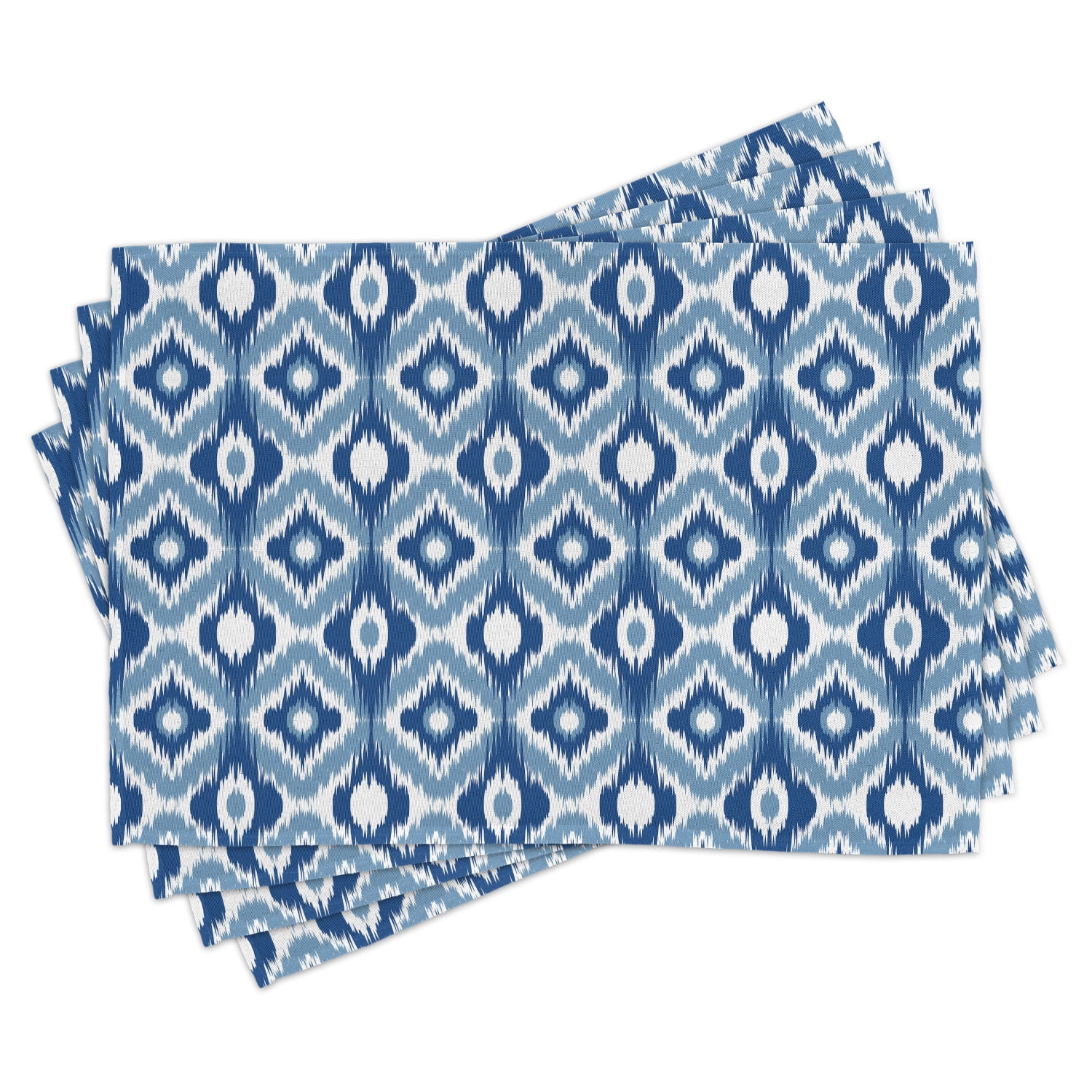 Ambesonne Dark Blue Place Mats Set of 4, Ikat Motif Ethnic, Standard ...
