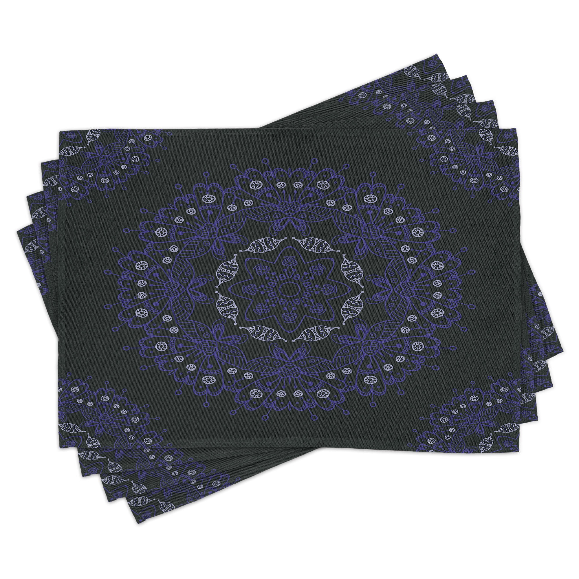 Ambesonne Dark Blue Place Mats Set of 4, Mandala, Standard Size, Blue ...