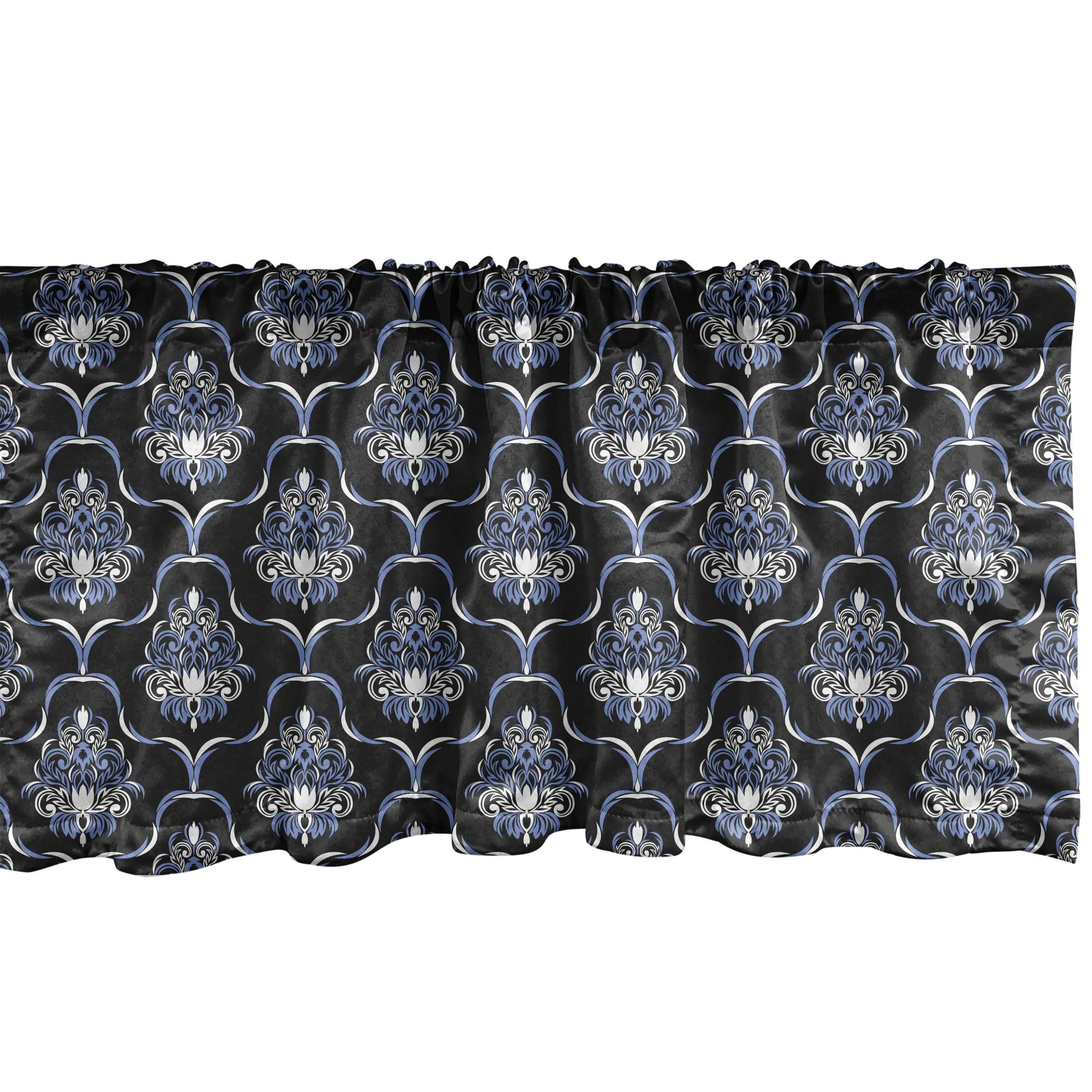 Ambesonne Dark Blue Window Valance, Vintage Royal Damask, 54" X 12 ...
