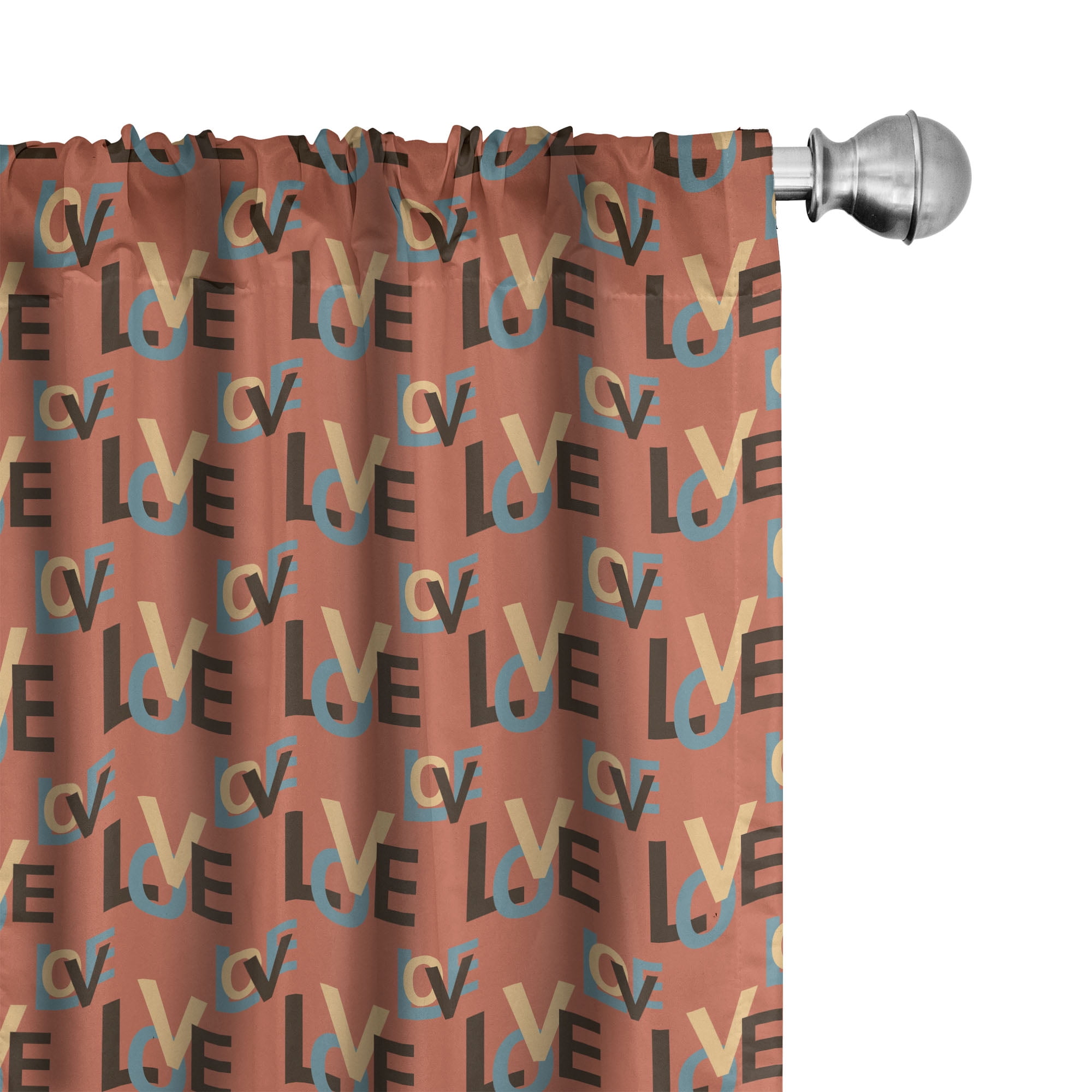 Ambesonne Dark Coral Curtains, Capital Love Words, Pair of 28"x95 ...